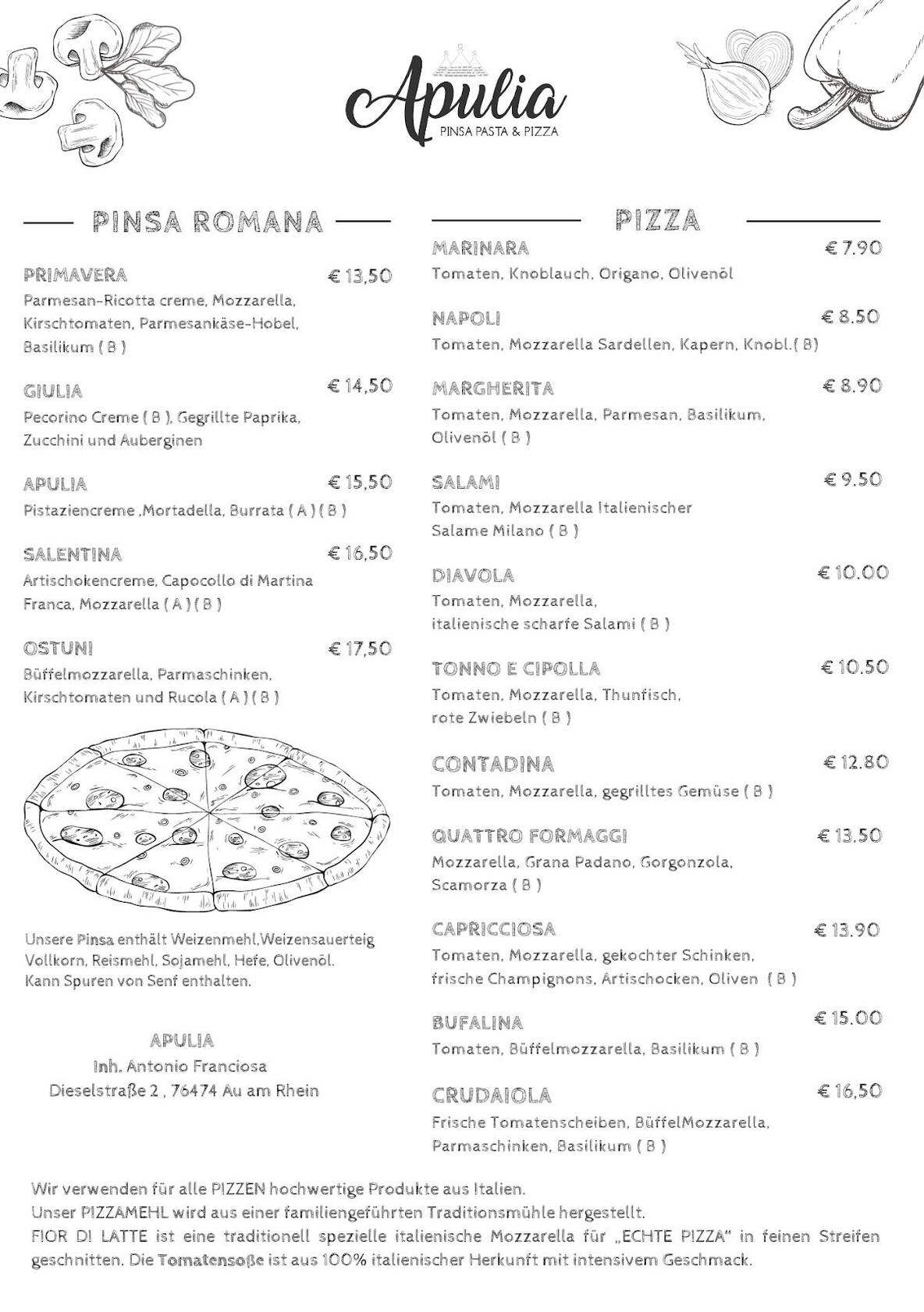 Speisekarte von Apulia pub & Bar, Au am Rhein