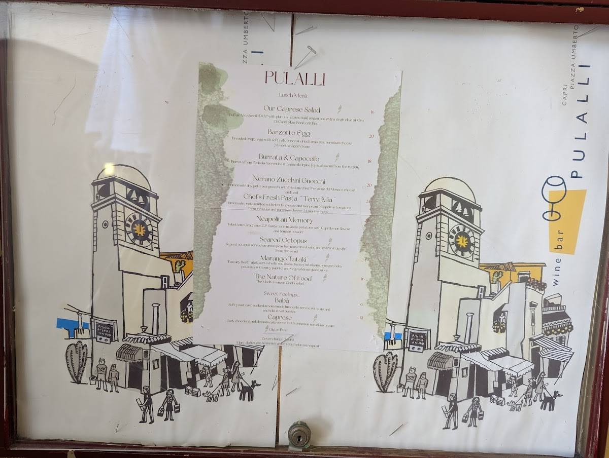 Menu at Pulalli pub & bar, Capri, Piazza Umberto I