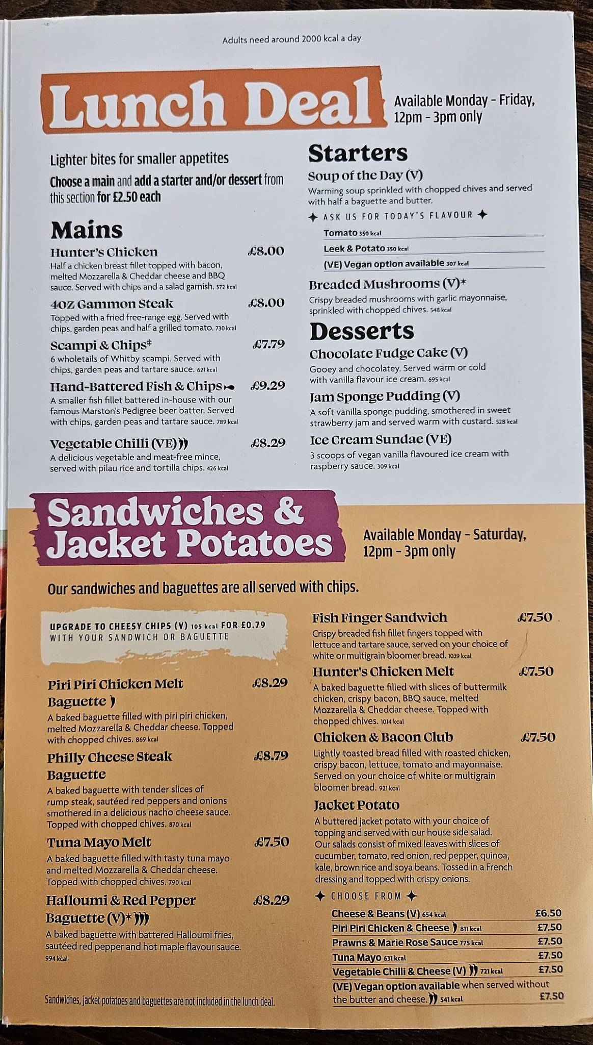 Menu at Pure Drop pub & bar, Ferndown