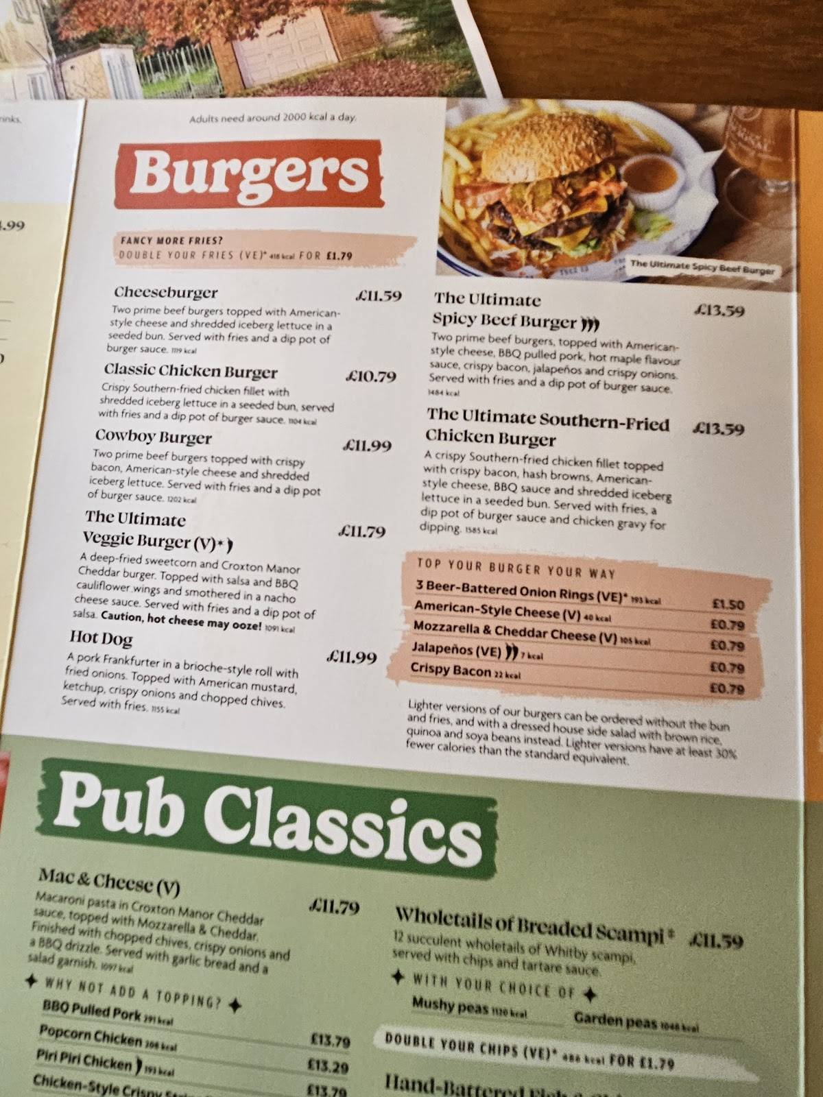Menu at Pure Drop pub & bar, Ferndown