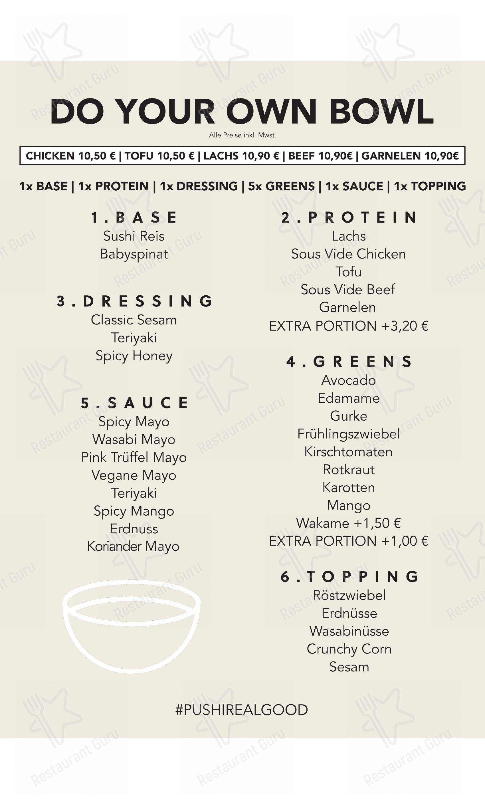 Speisekarte von Pushi Poké & Açaí Bowls restaurant, Steyr