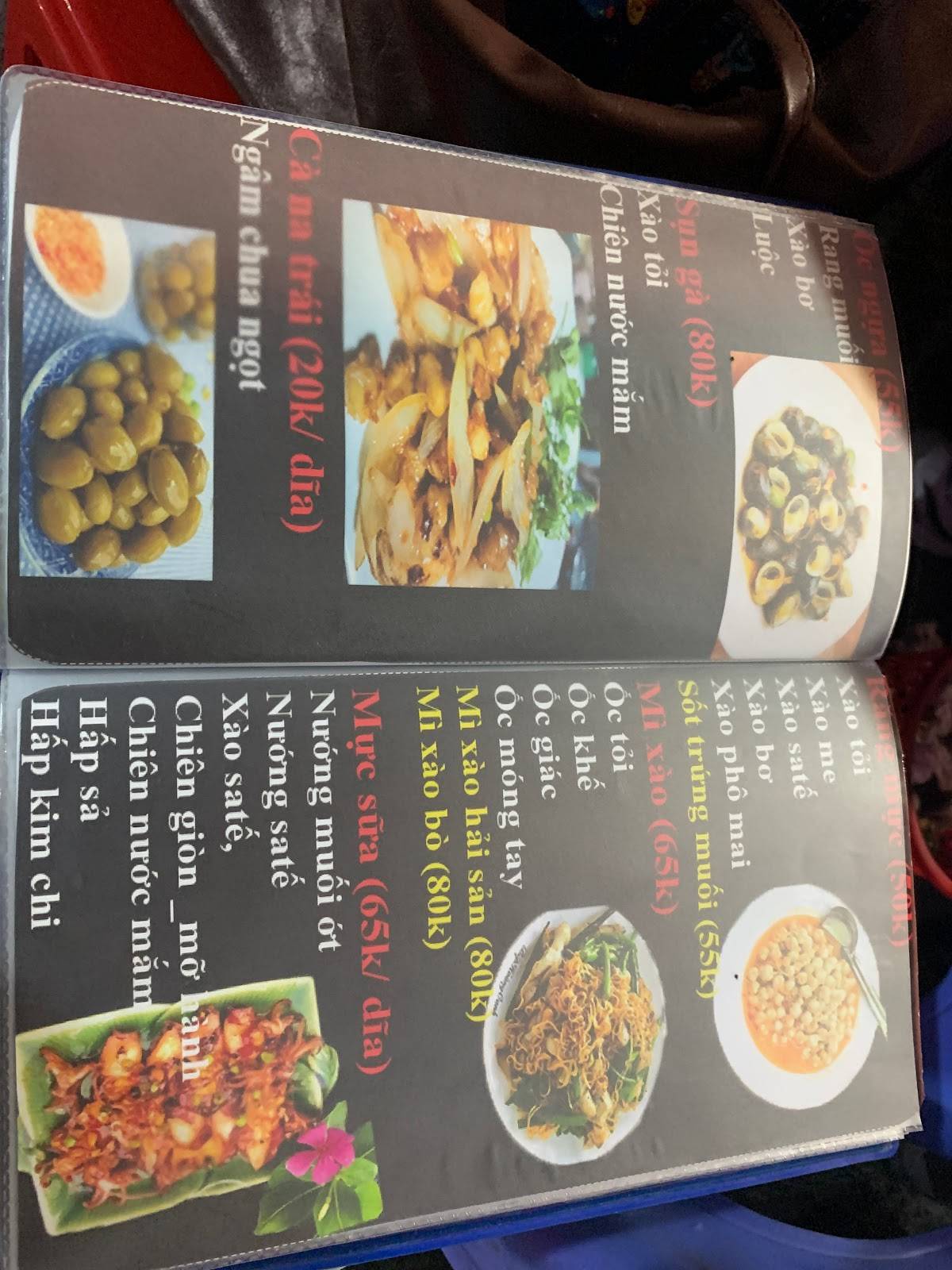 Menu at Quán Ốc Luộc restaurant, Ho Chi Minh City, 533/59 Huỳnh Văn Bánh