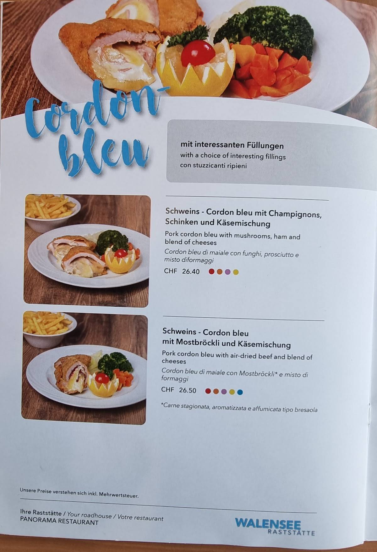 Speisekarte von Autobahn Raststätte, Quarten, Bergsboden A3