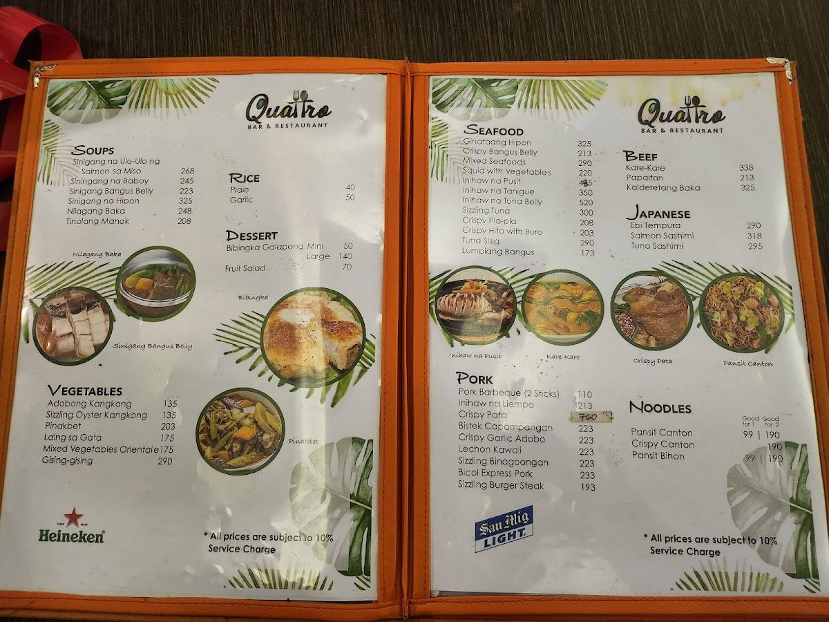 Menu at Quattro Grill Bar and Restaurant, Quezon City