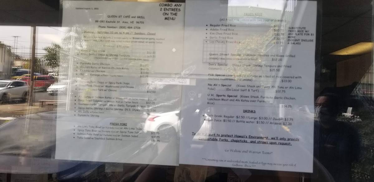 Menu at Queen Street Cafe & Grill, Aiea