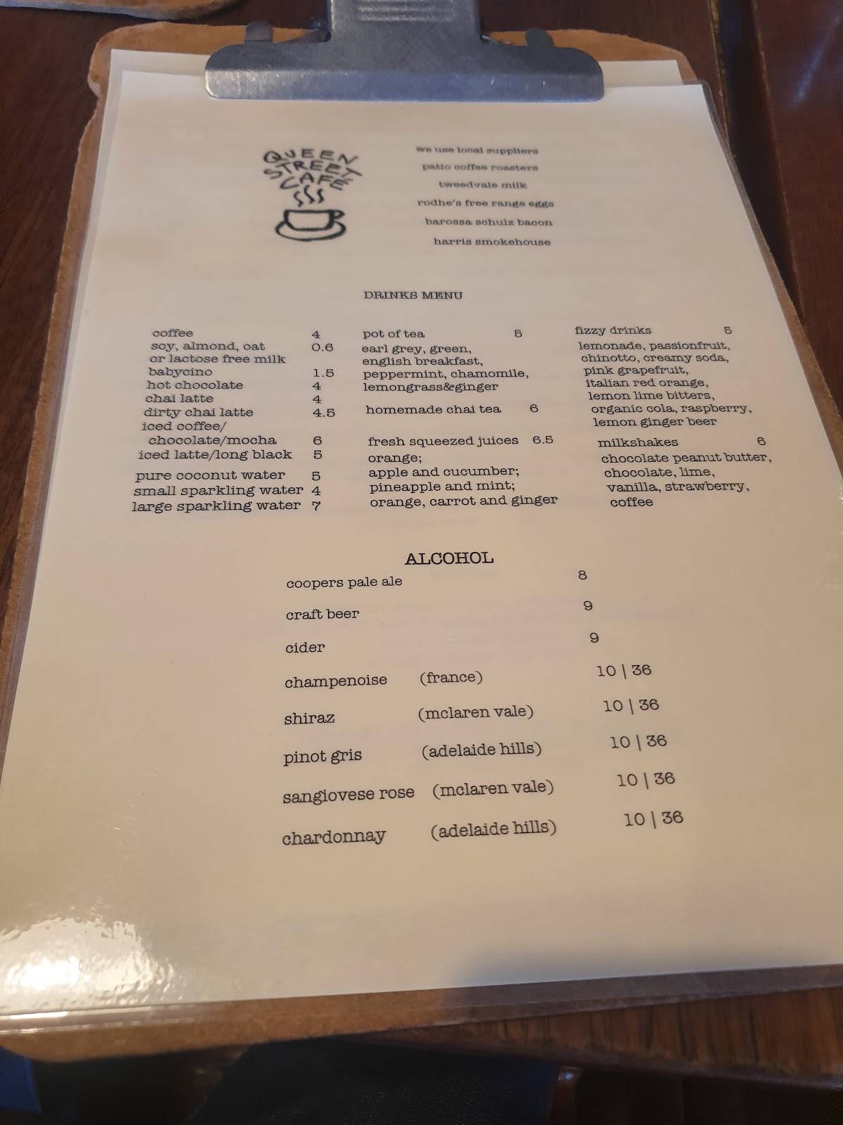Menu at Queen Street cafe., Croydon