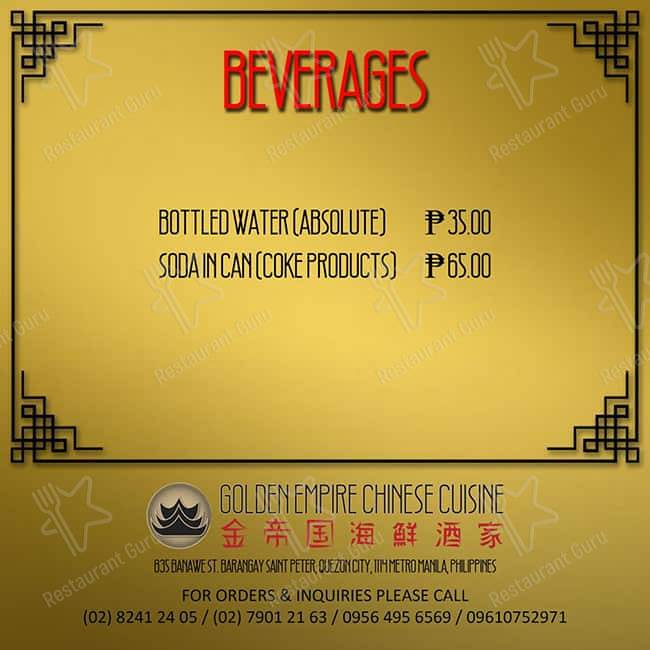 Menu at Golden Empire Chinese Cuisine Banawe Q.C. restaurant, Quezon City
