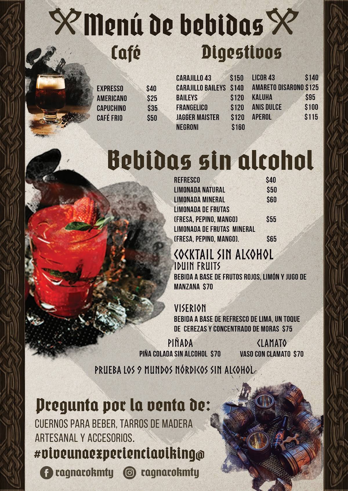 Carta de RAGNAROK Restaurant & Bar, Monterrey