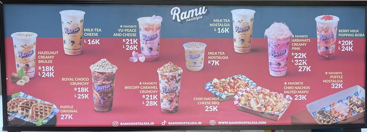 Carta del café RAMU minuman nostalgia, Surabaya