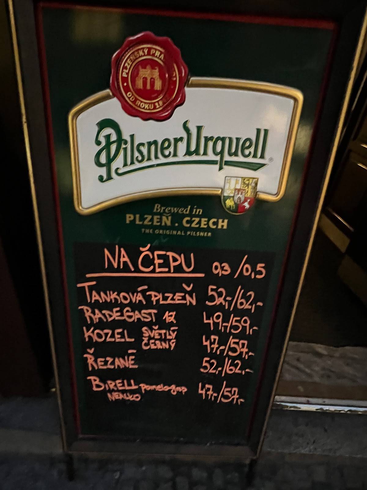 Menu at RESTAURANT&PUB PADOWETZ Pilsner Urquell, Brno