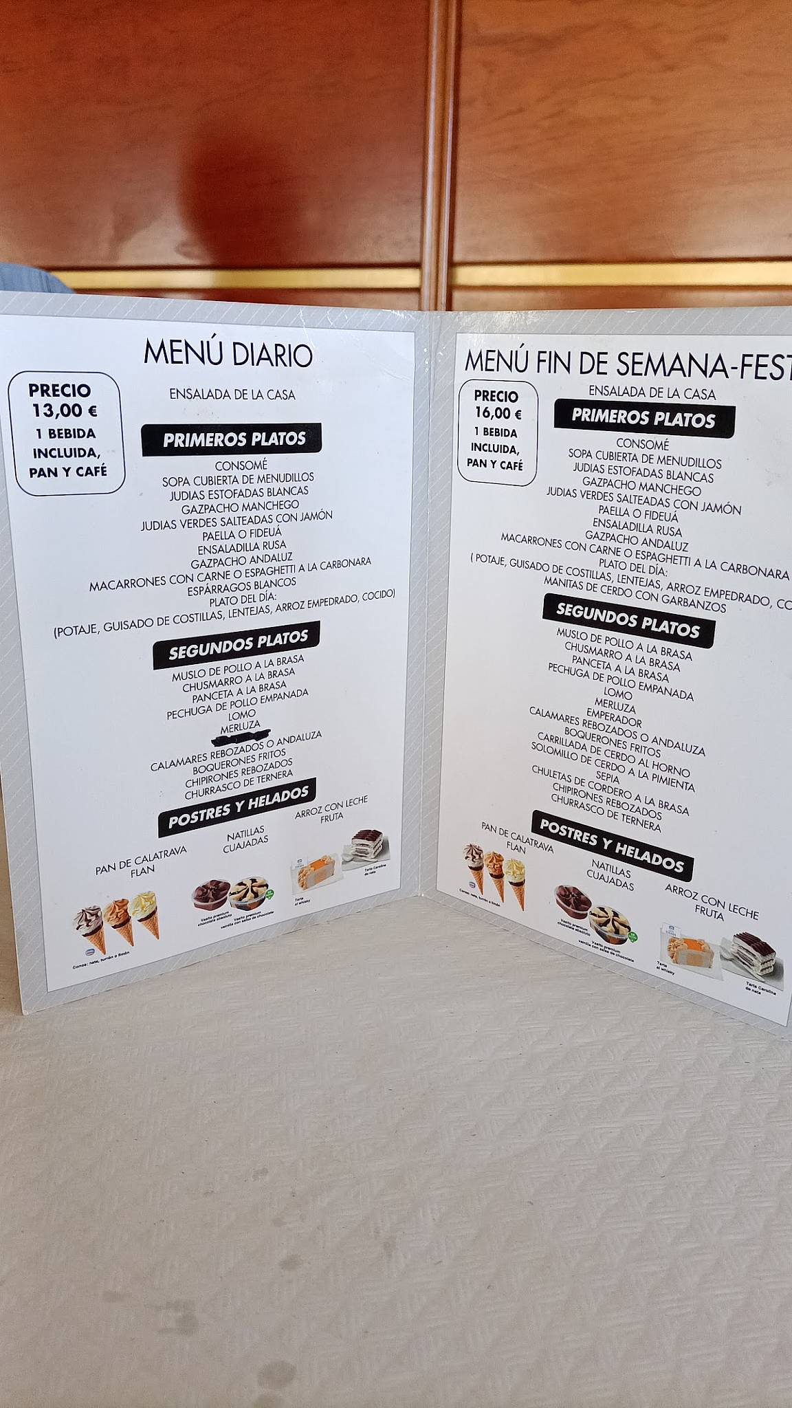 Carta de Restaurante Victoria II, España, Autovía de Alicante
