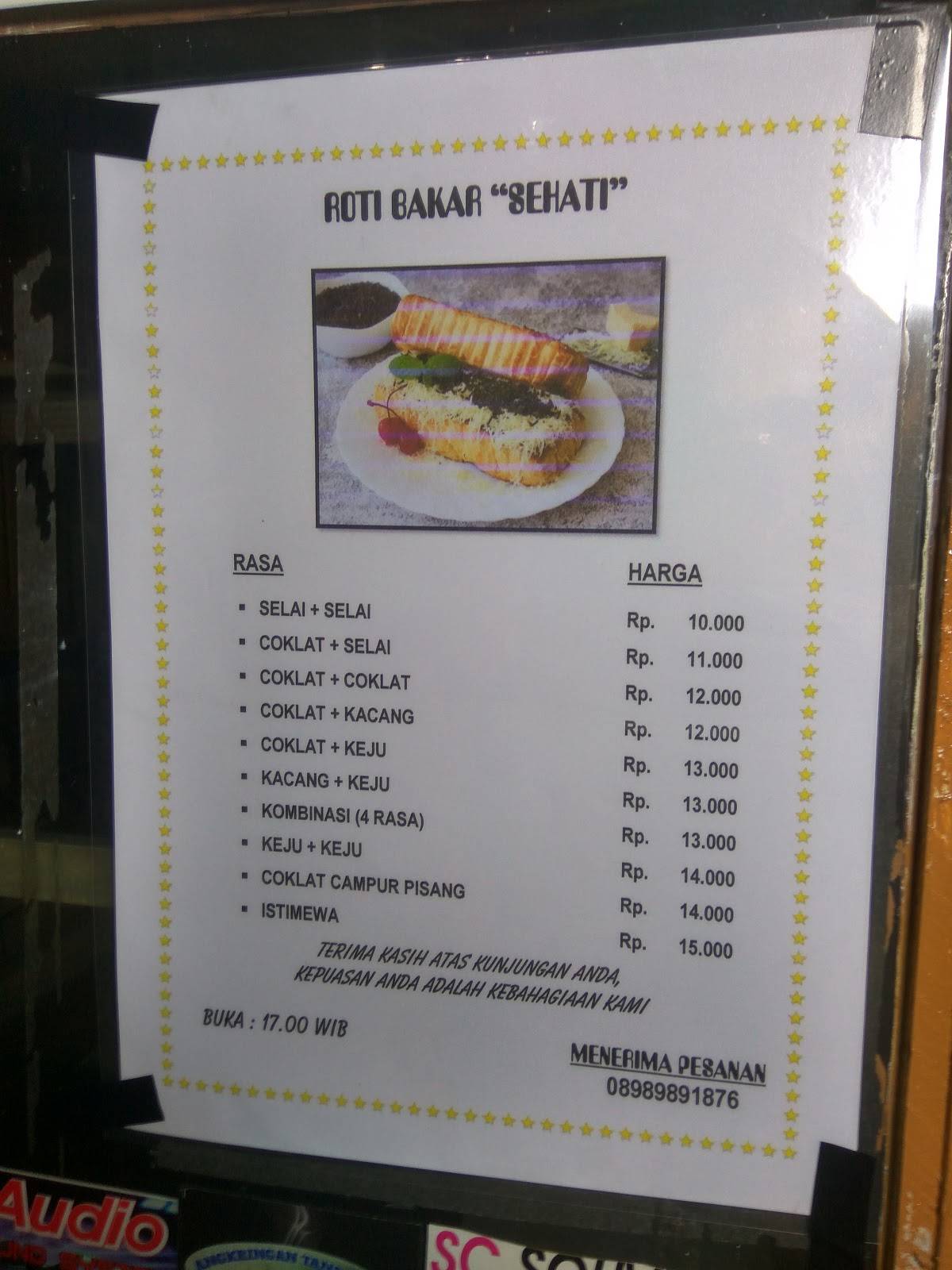 Menu at ROTI BAKAR SEHATI, Kudus