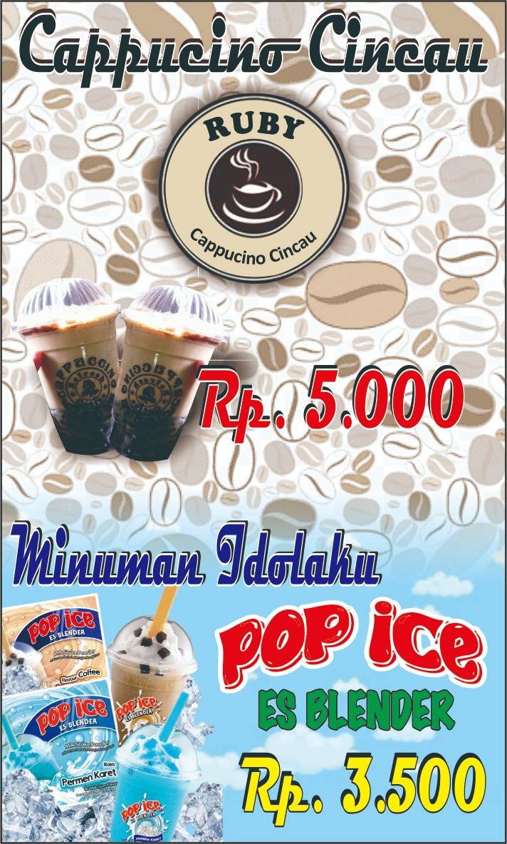 Menu at "RUBY" (Cappucino Cincau & Aneka Minuman Pop Ice)) cafe, Jember