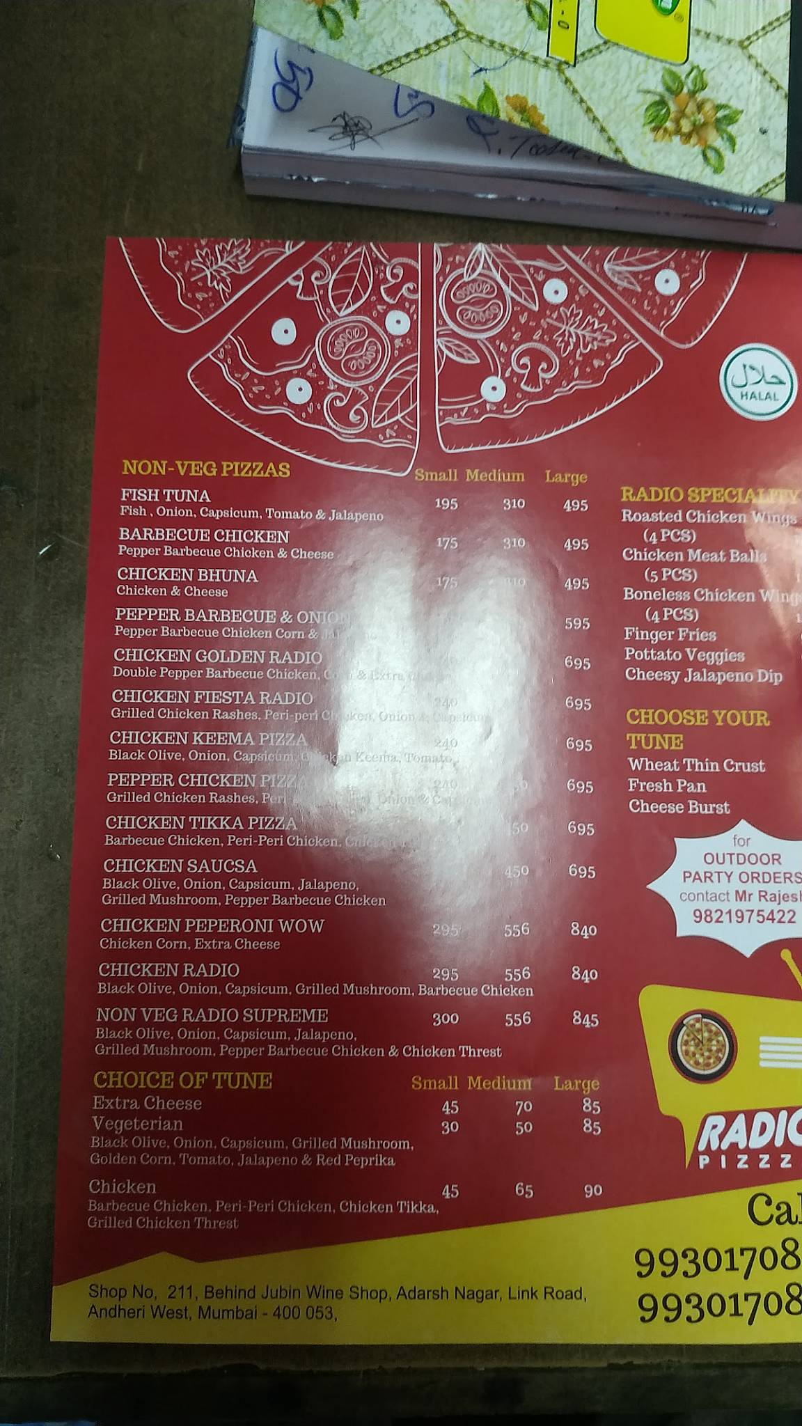 Menu at Radio Pizzza, Mumbai