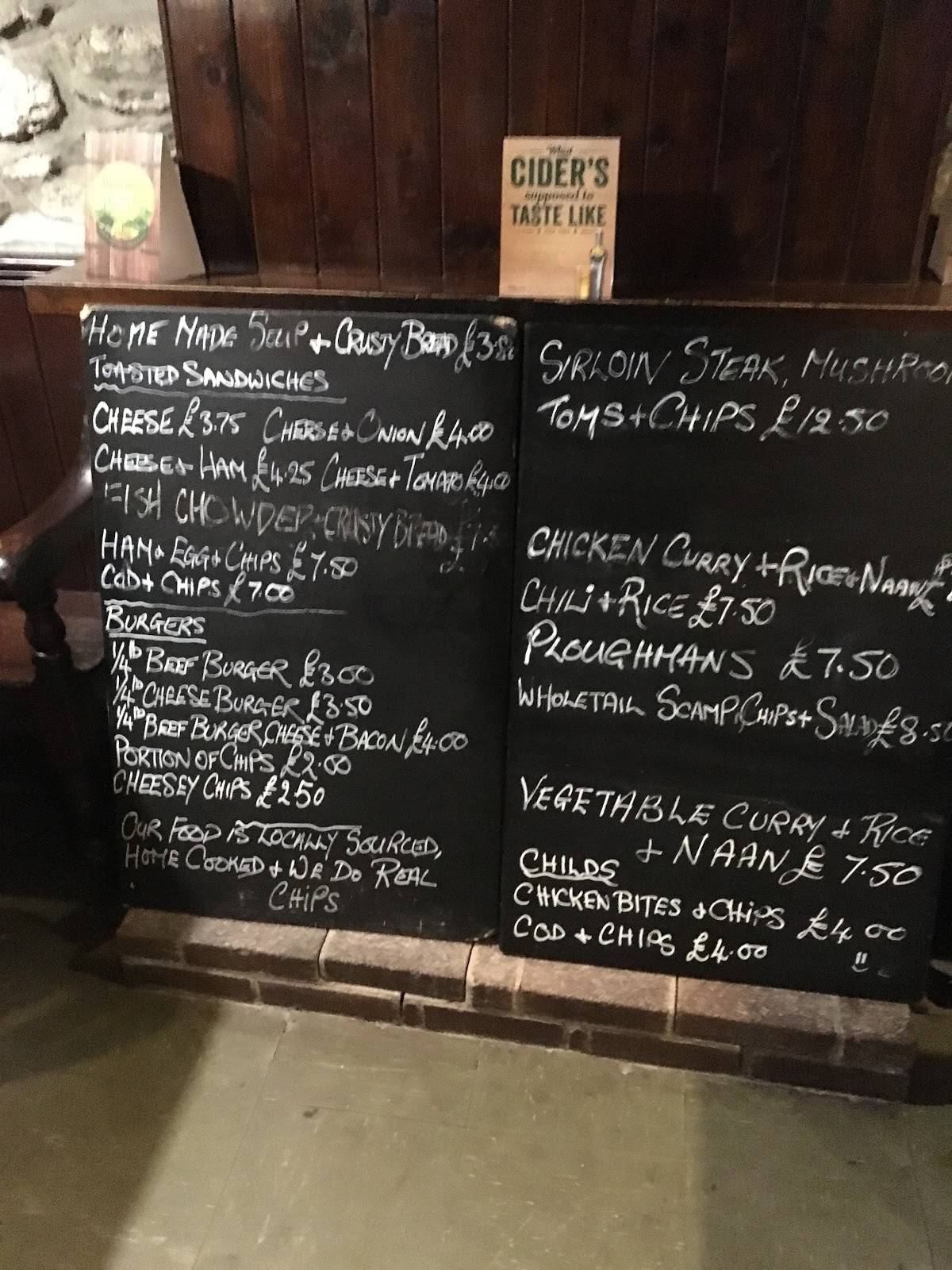 Menu at Radjel Inn pub & bar, Pendeen
