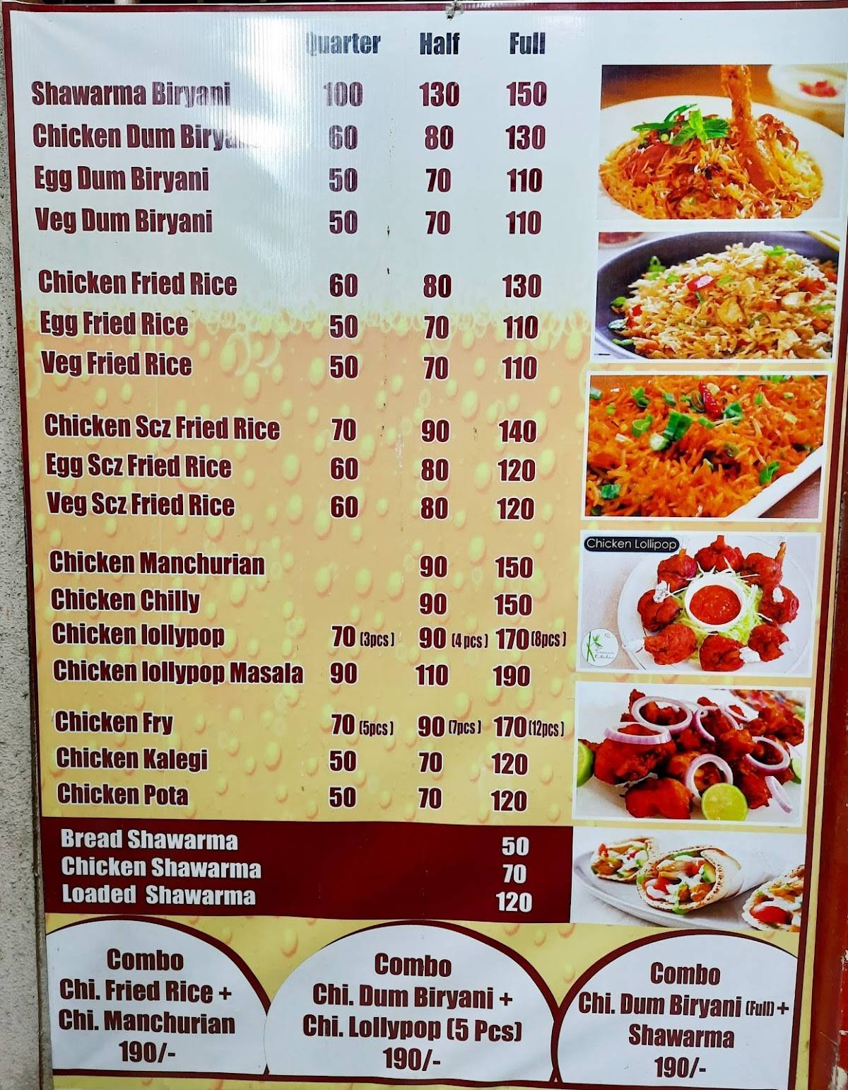 Menu at Rados Biryani Hub, Mumbai
