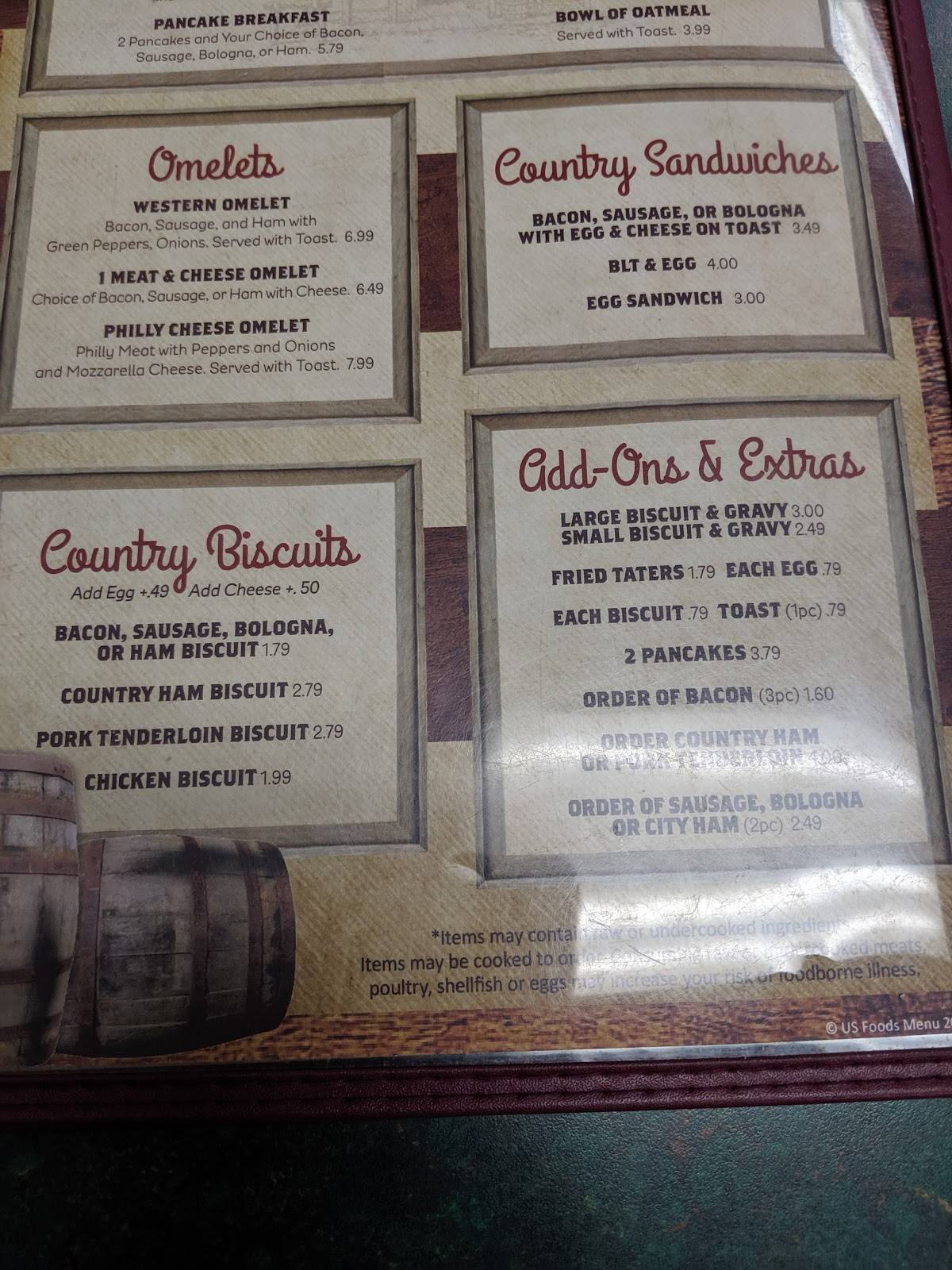 Menu at Raezack's Grill & Deli steakhouse, Helenwood