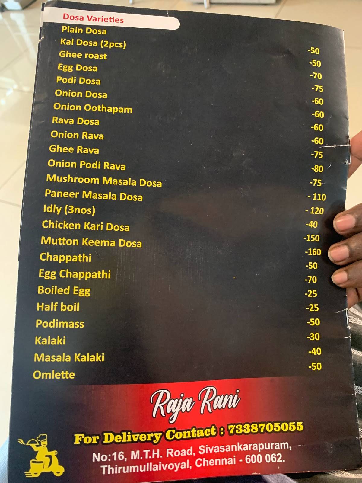 Menu at Raja Rani Family Restaurant A/C (Veg & Non Veg), Chennai