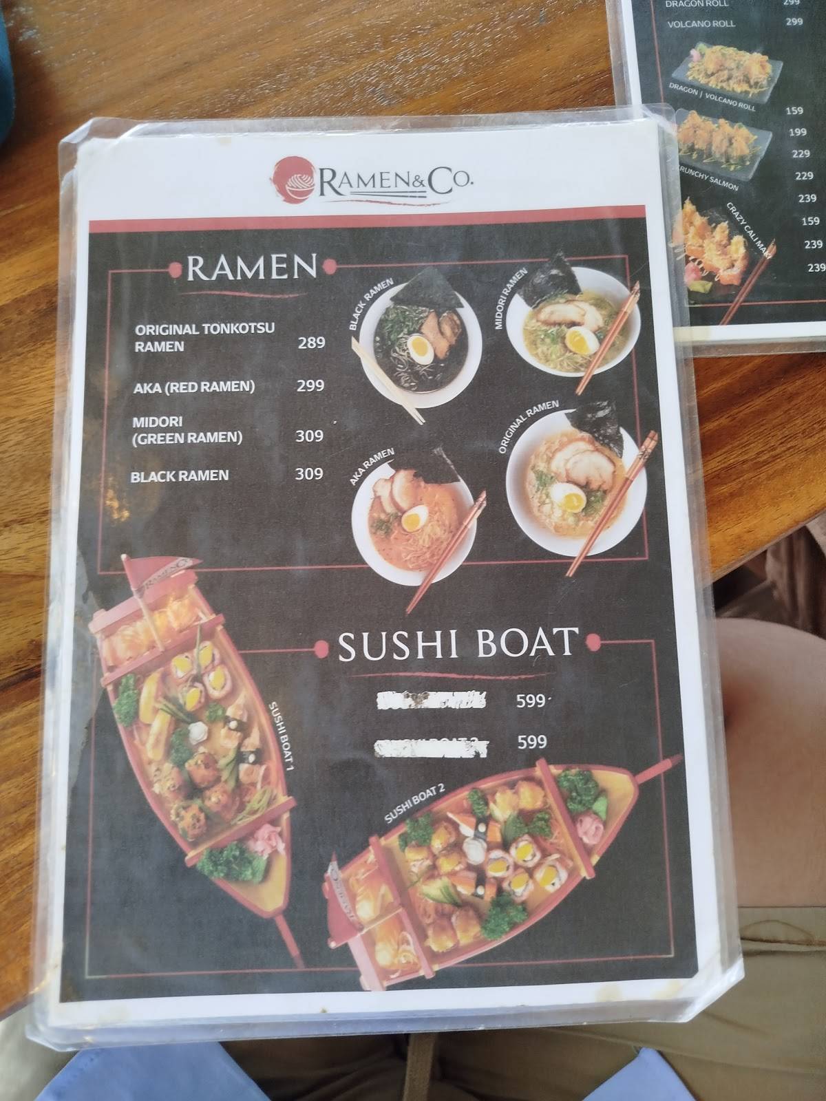 Menu at Ramen Co Japanes Cuisine Restaurant, Malvar