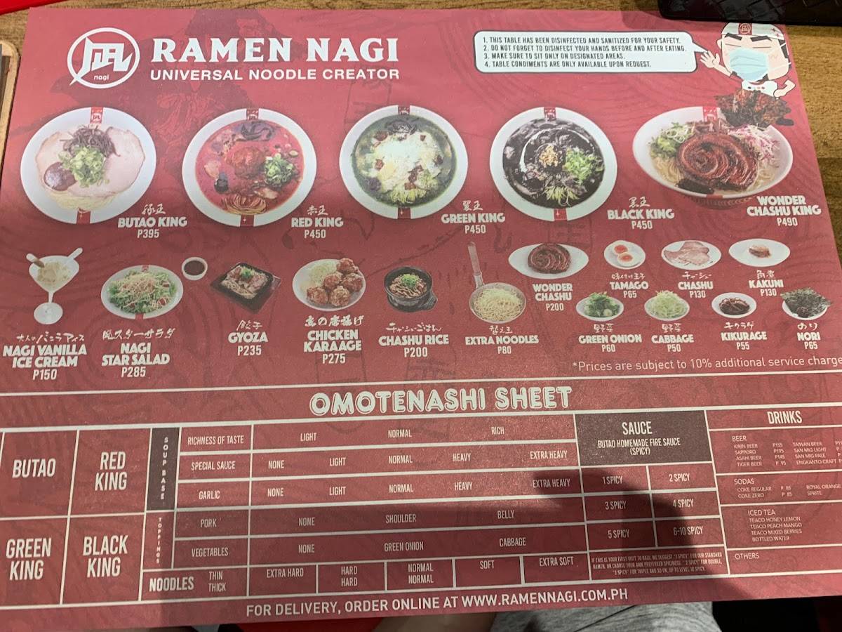 Menu at Ramen Nagi SM Fairview restaurant, Quezon City