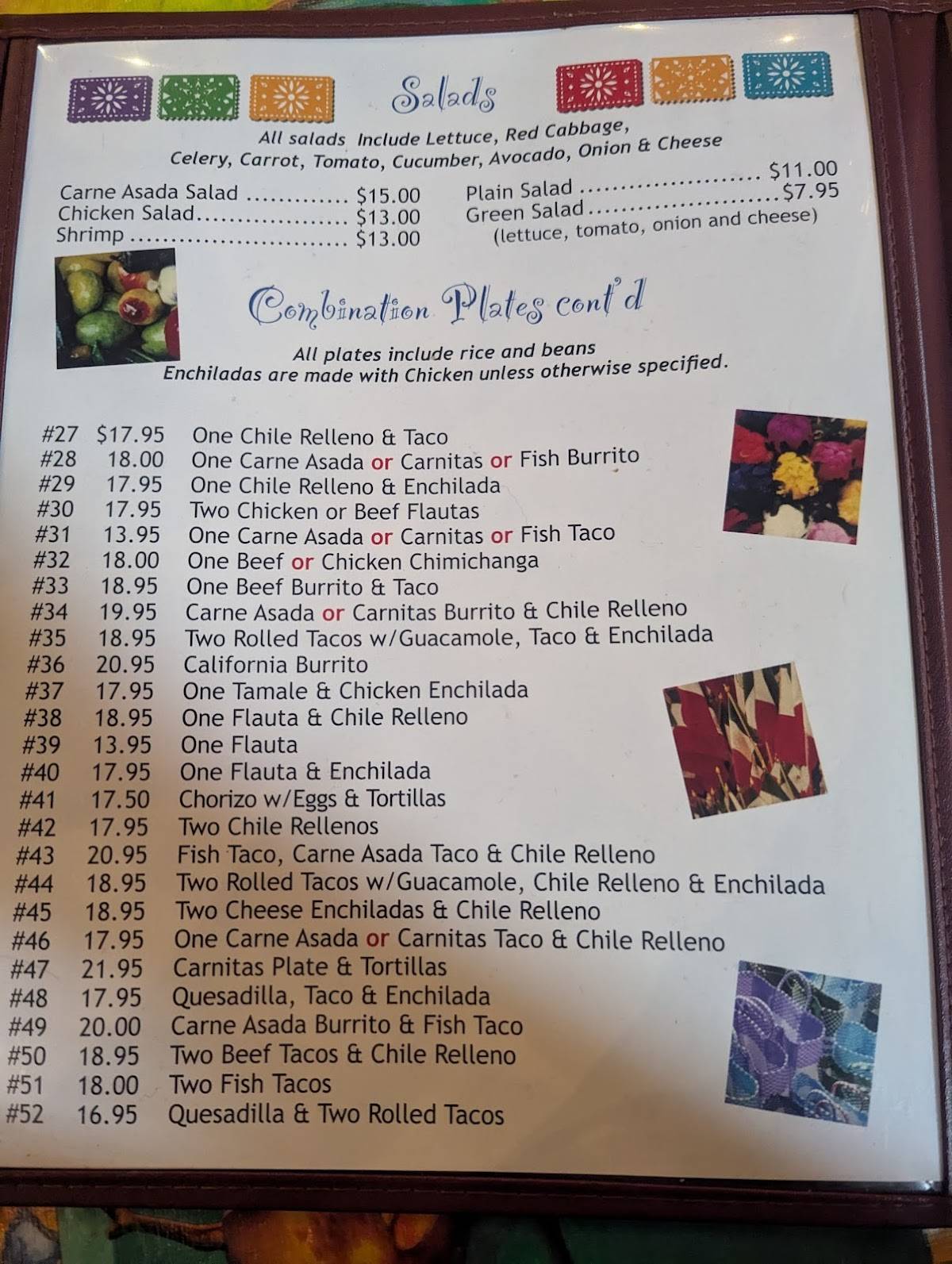 Menu at El Michoacan Restaurant, Ramona