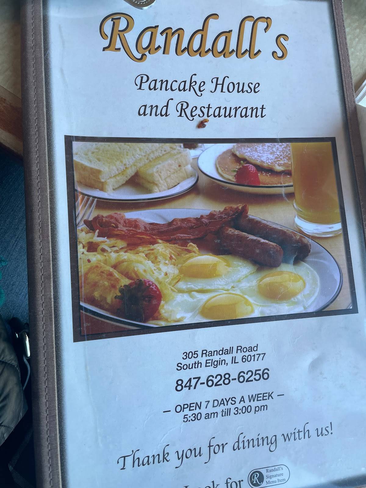 Menu at Randall's Pancake House restaurant, South Elgin