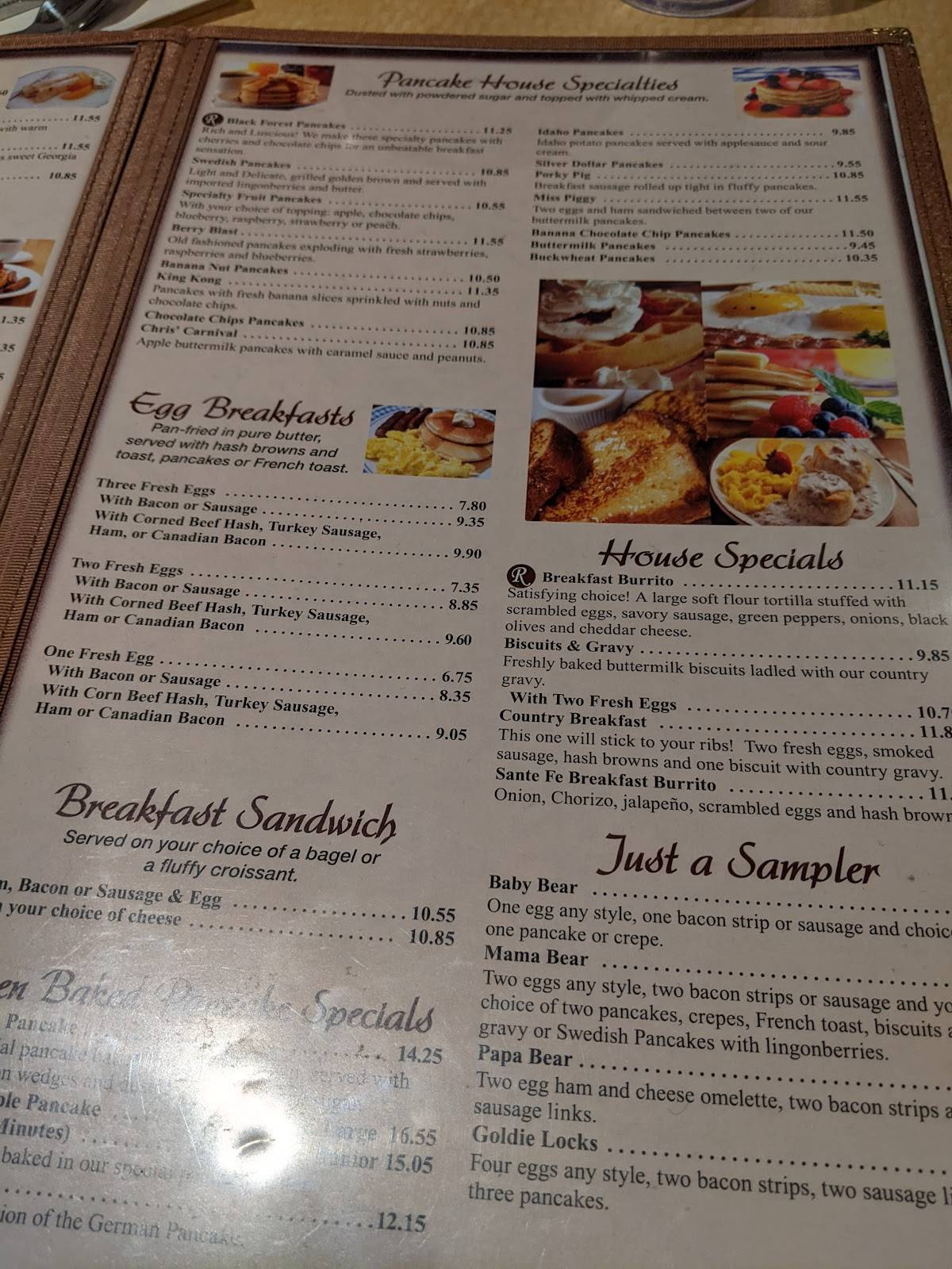 Menu at Randall's Pancake House restaurant, South Elgin