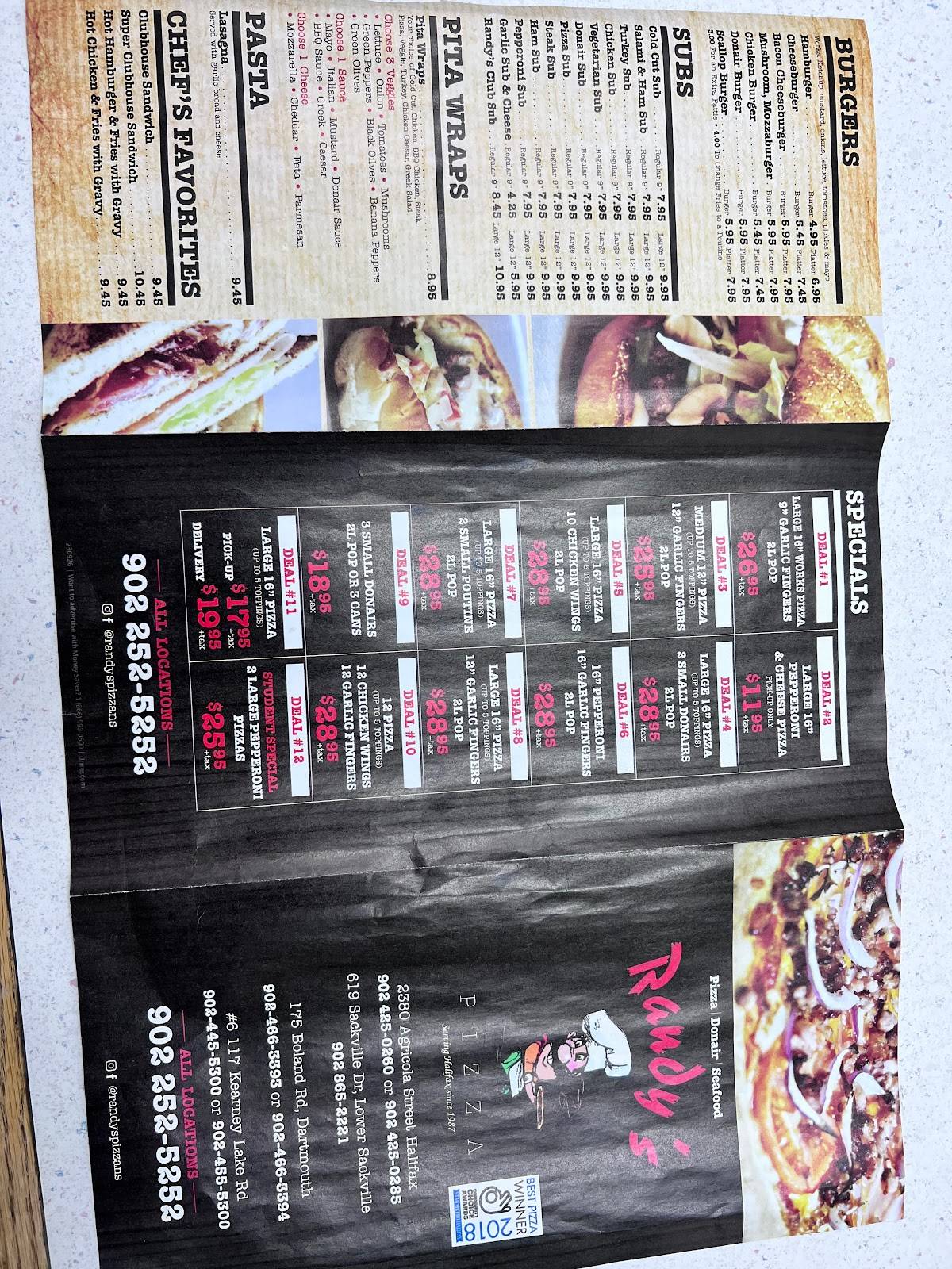 Menu at Randys Pizza Hubley restaurant, Hubley