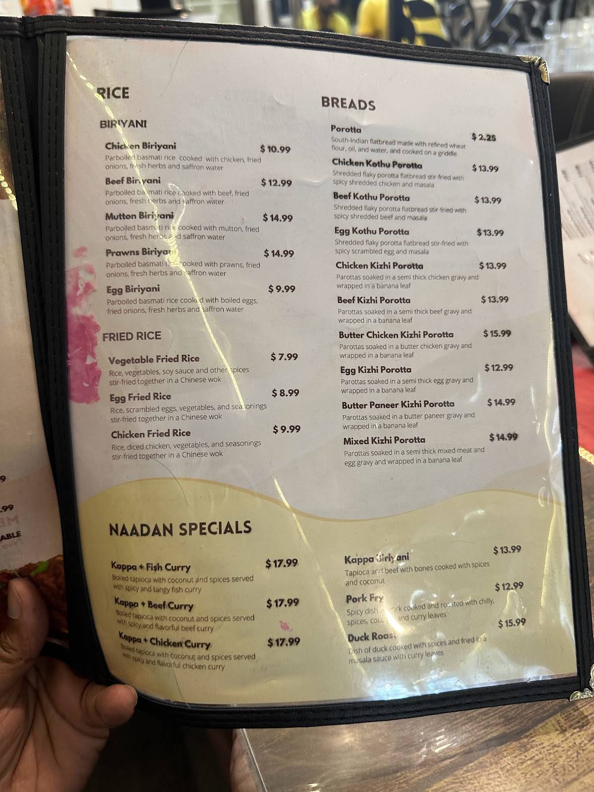 Menu at Rapha Kerala Restaurant - Authentic South Indian Cuisine ...