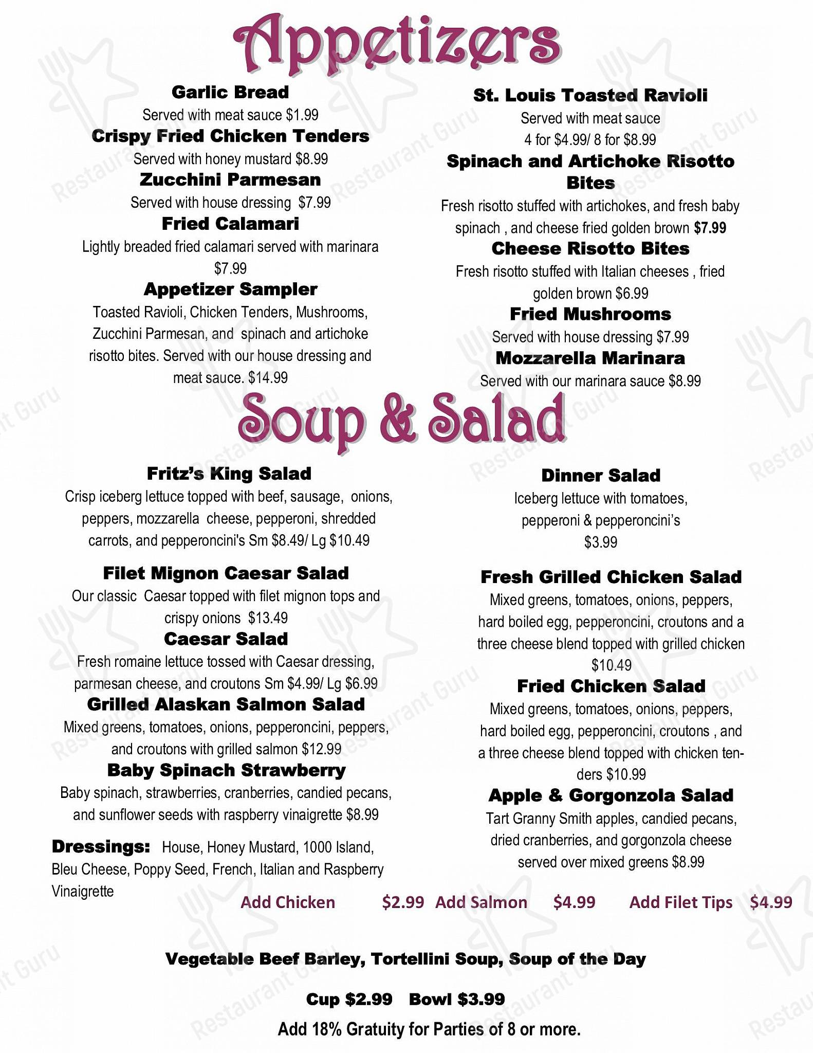Menu at Ravanelli's Restaurant, Granite City, 3 American Vlg