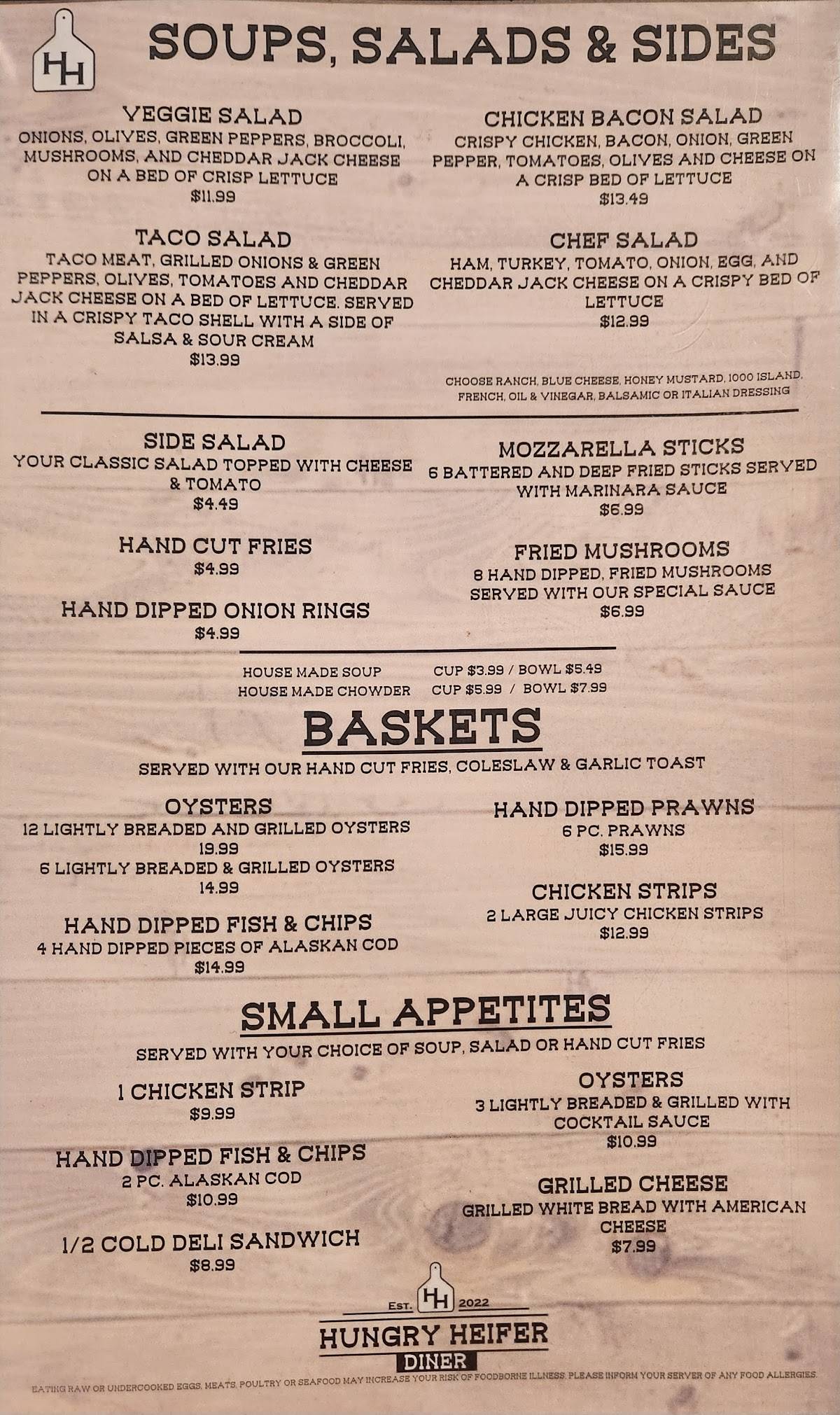 Menu at Hungry Heifer Diner desserts, Raymond