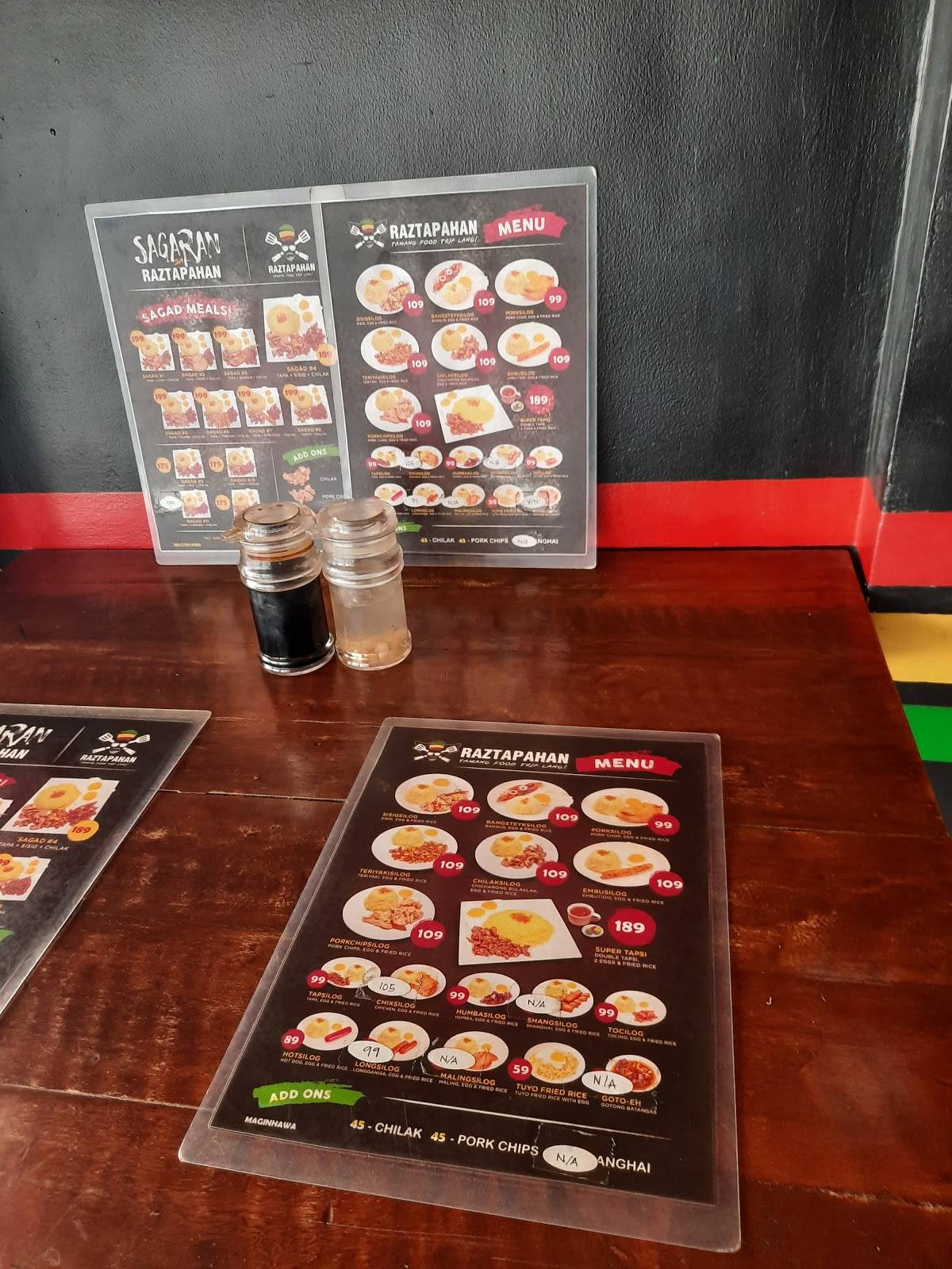 Menu at Raztapahan sa Maginhawa - Quezon City restaurant, Quezon City