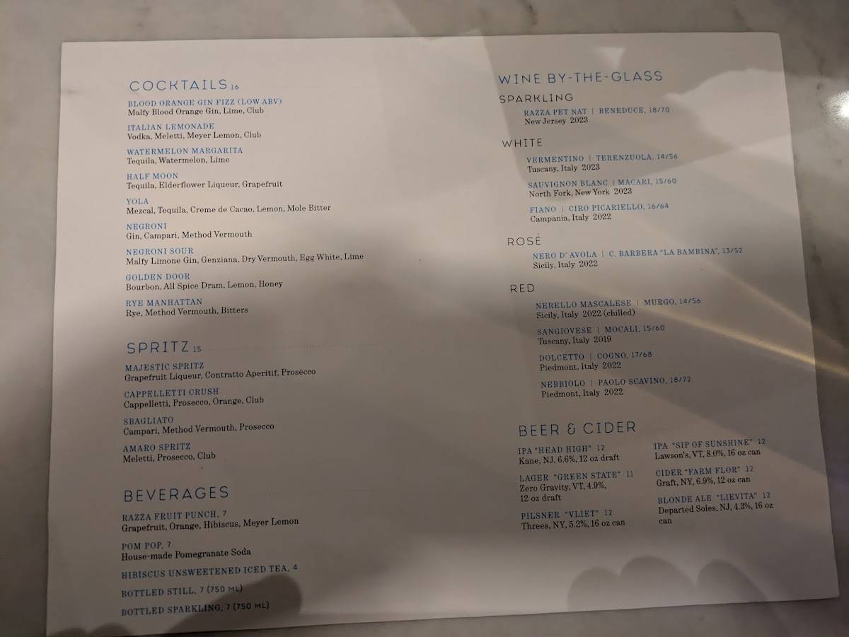 Menu at Razza pub & bar, Jersey City, 275/277 Grove St