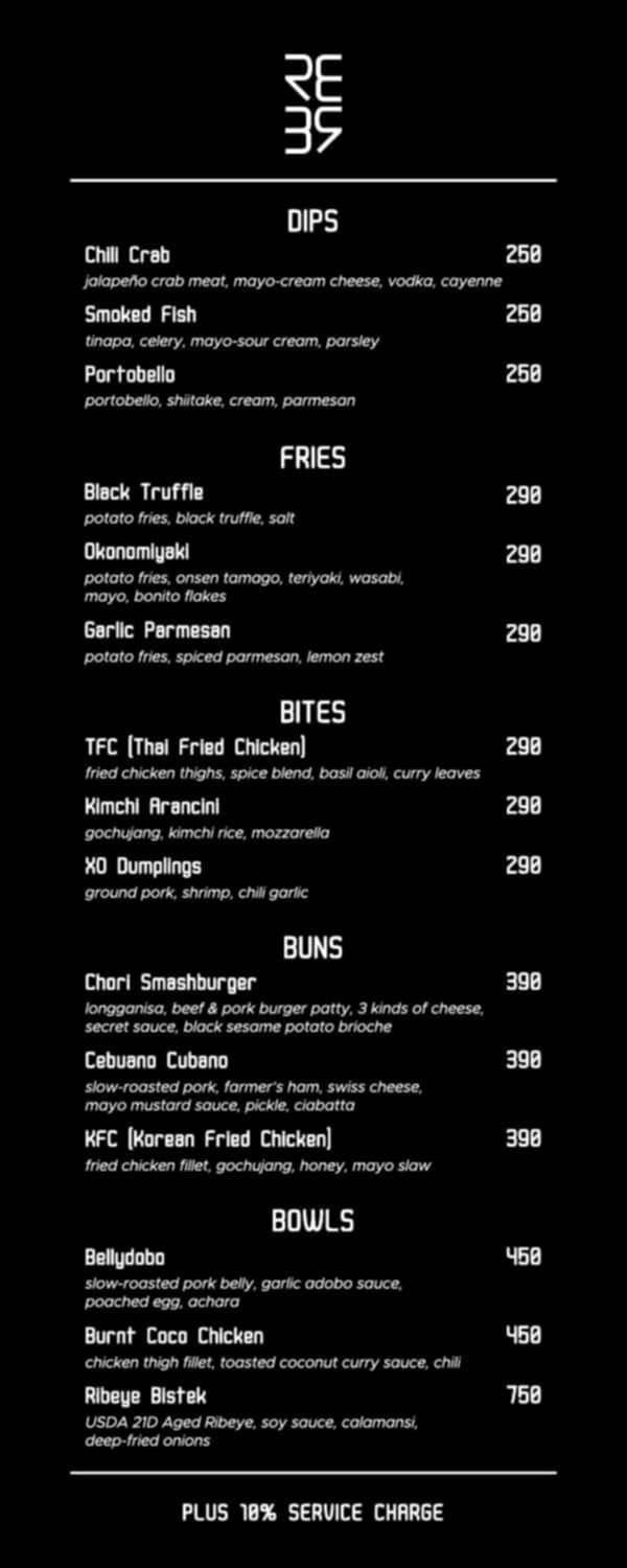 Menu at ReCraft pub & bar, Quezon City