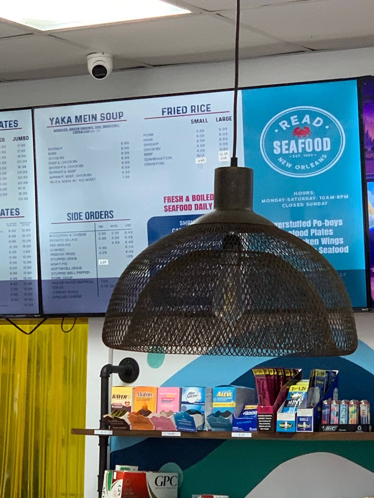 Menu at Read Seafood restaurant, New Orleans