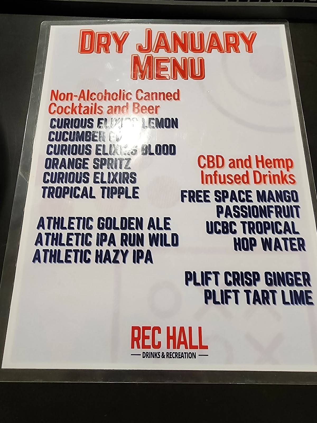 Menu at Rec Hall STL pub & bar, Saint Charles