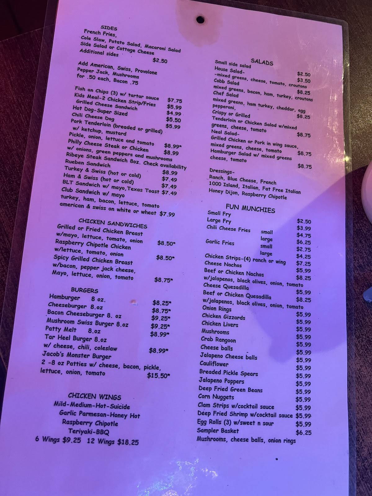 Menu at Recovery Room pub & bar, Ottumwa