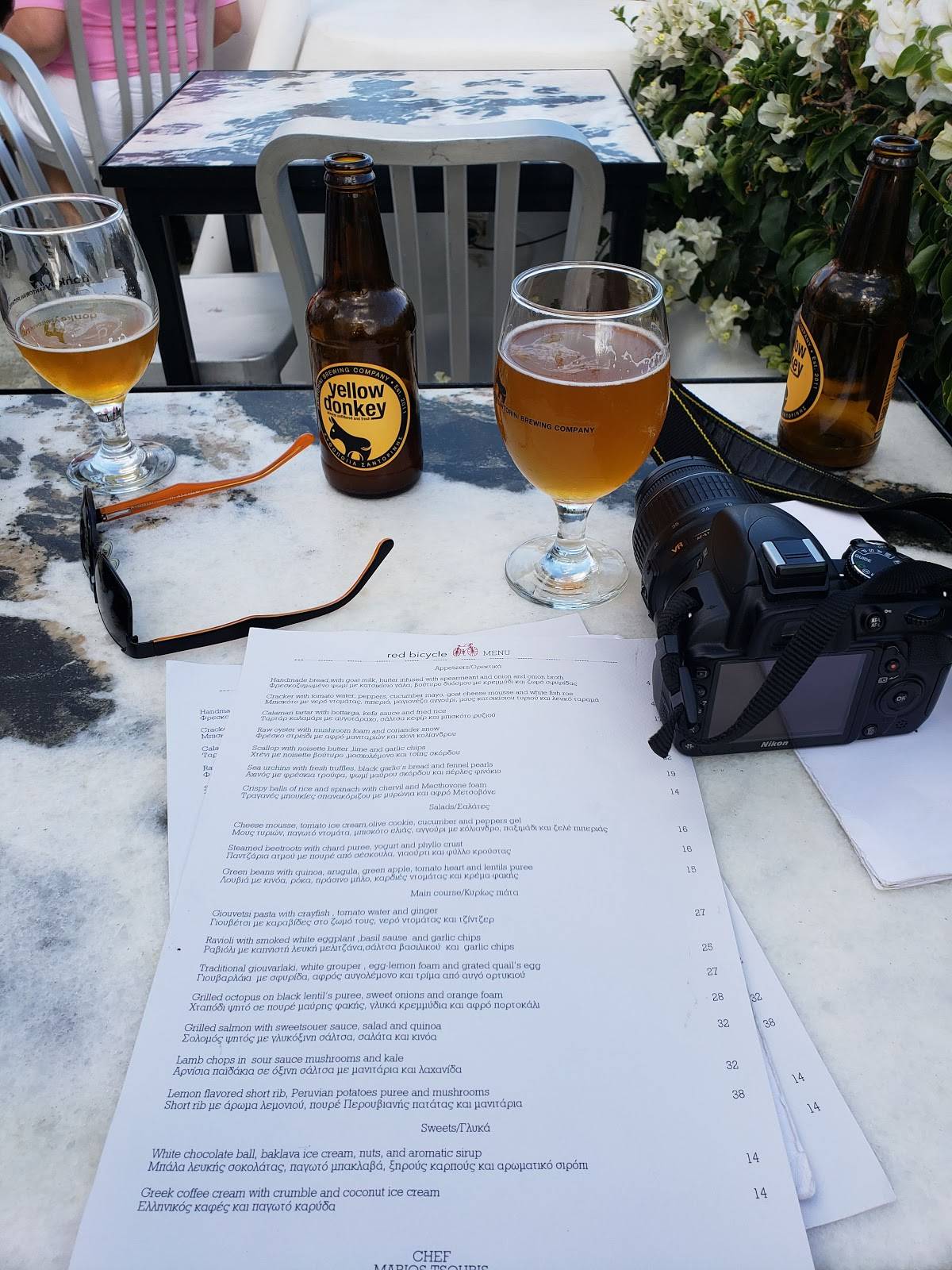 Menu at Red Bicycle, Oia