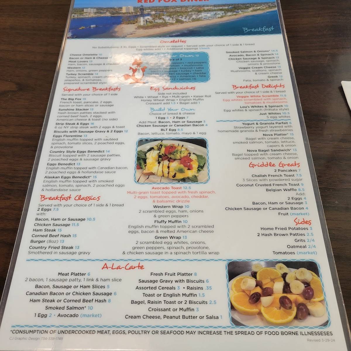 Menu at Red Fox Diner restaurant, Lighthouse Point, NE 36th St