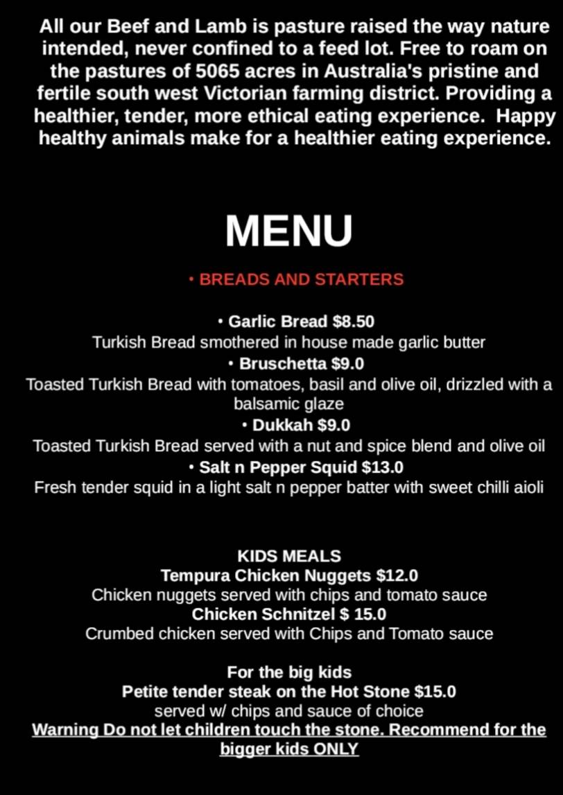 Menu at Red Hot Restaurant and Bar, Gympie