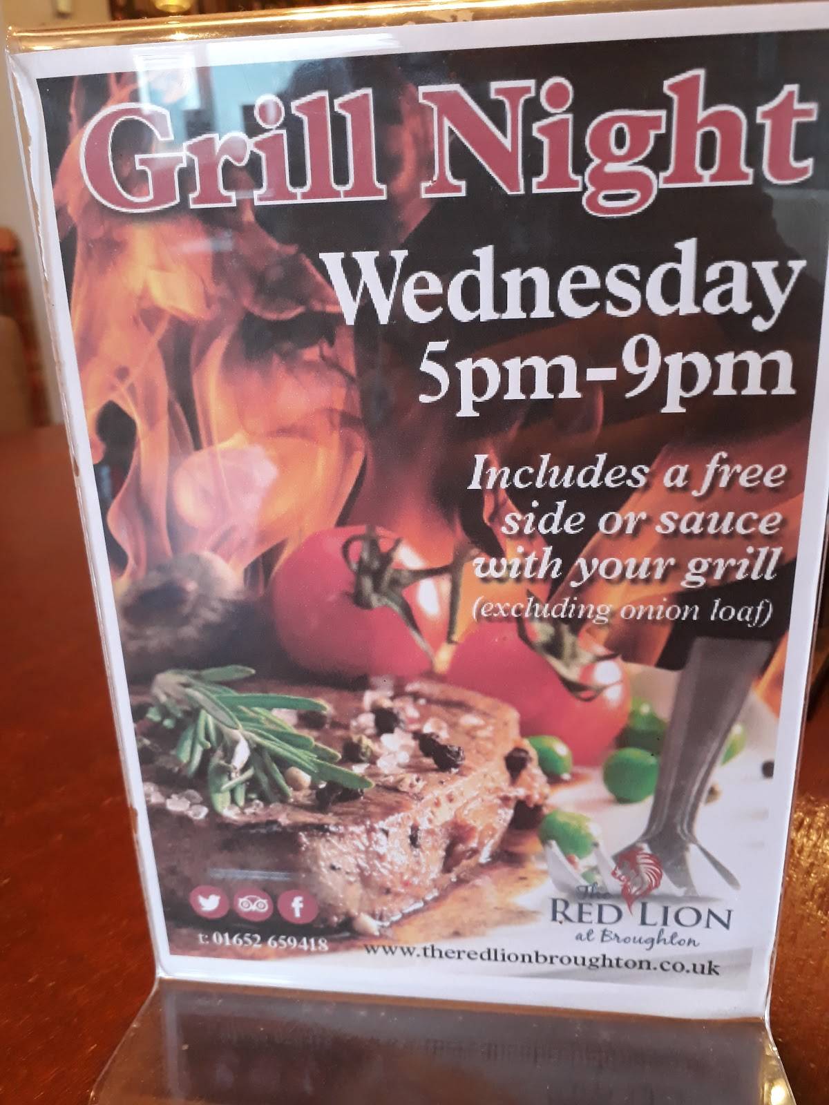 Menu at Red Lion Inn pub & bar, Broughton