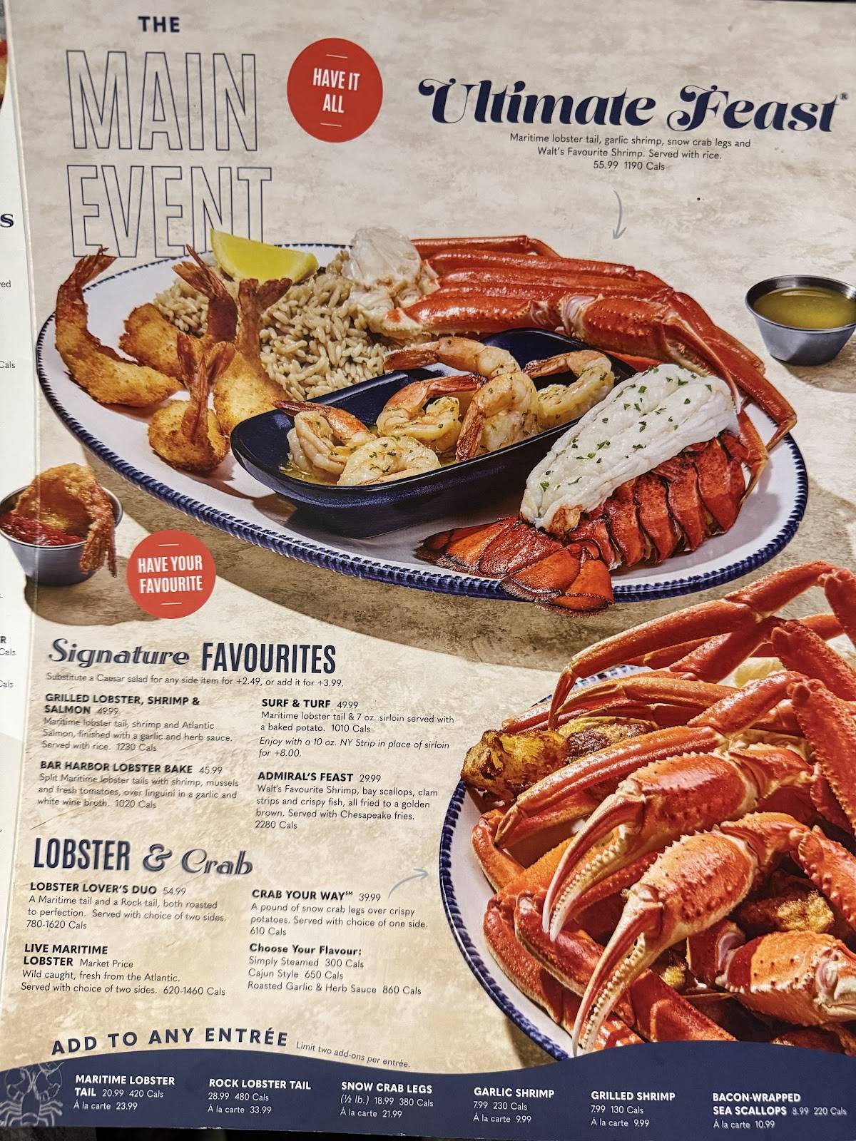 Red Lobster Menu