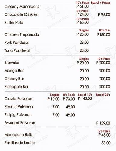 Menu at Red Bowl restaurant, Cebu City, 8V6R+64C