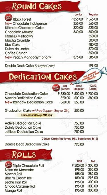 Menu at Red Ribbon, Cebu City, Second Floor