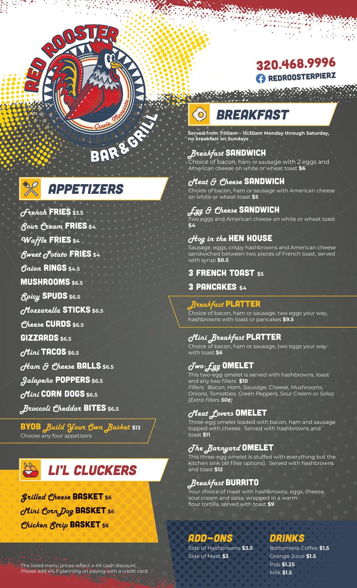 Menu at Red Rooster Bar and Grill, Pierz