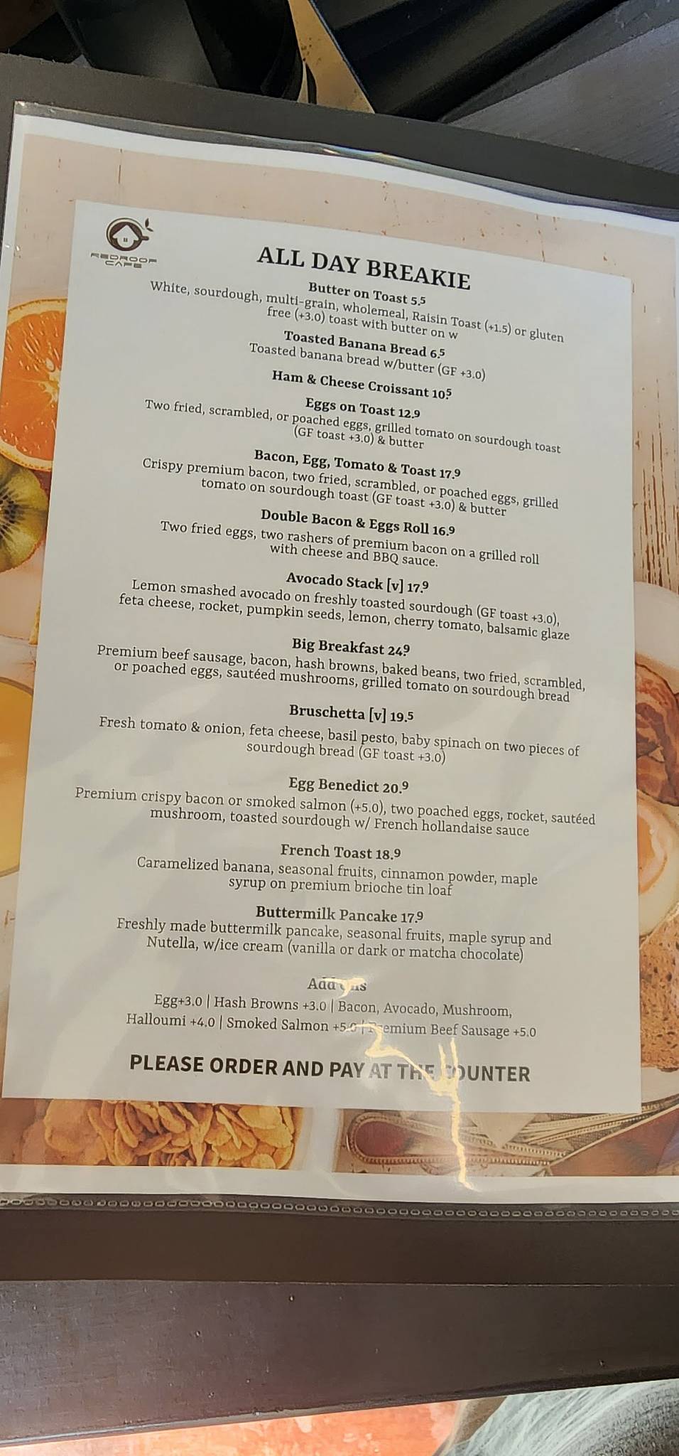 Menu at RedRoof Cafe, Strathfield