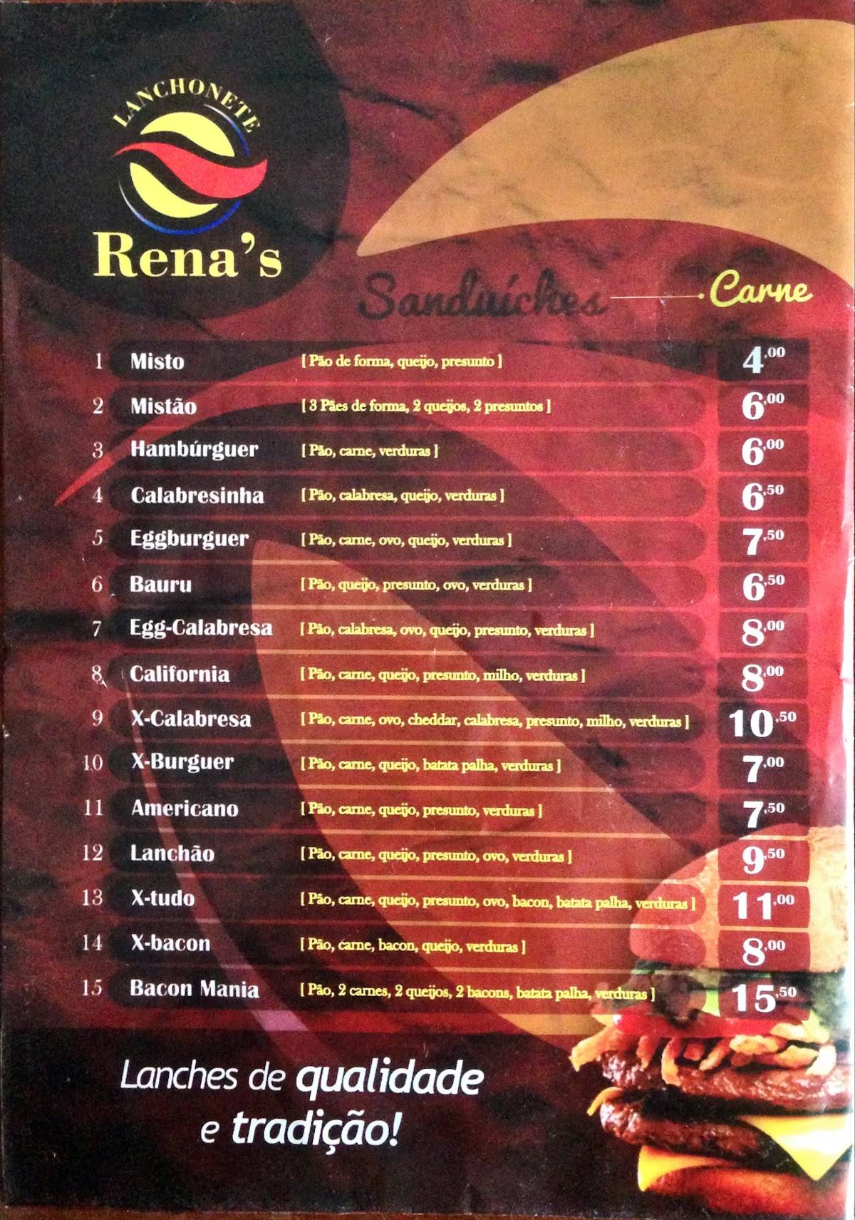 Menu em Rena's Lanches pub & Bar, Teresina