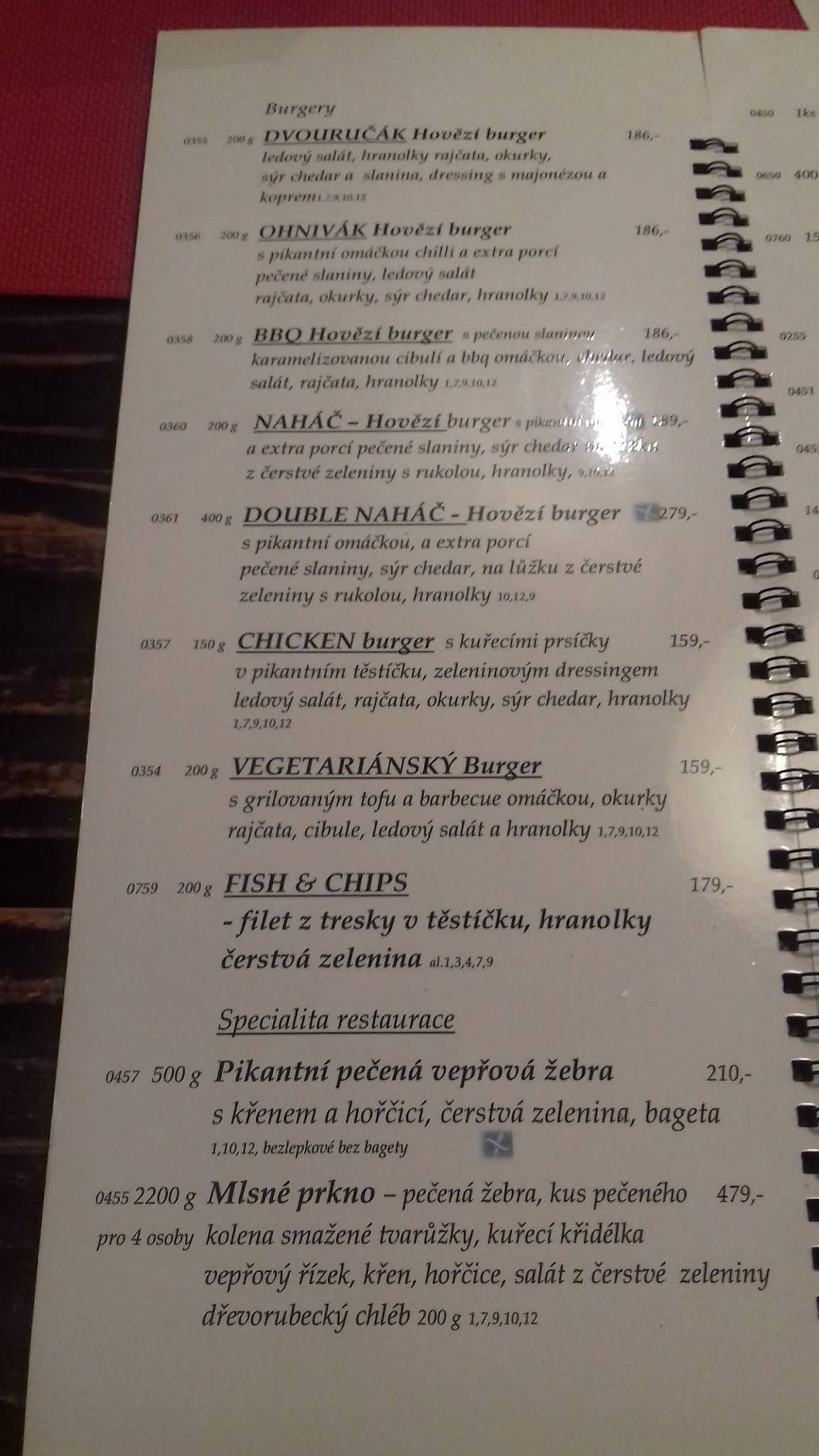 Menu at Restaurace Pod Limpou BBQ, Olomouc