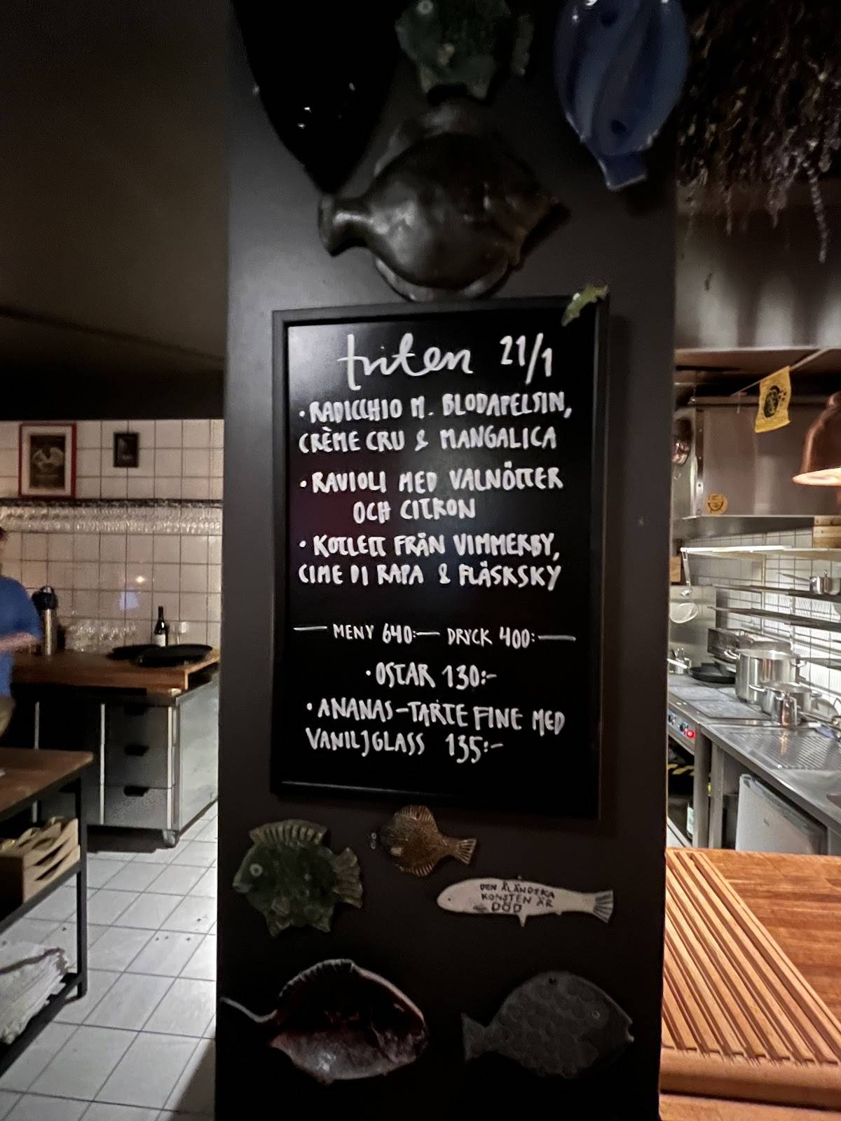 Menu at Restaurang Triton restaurant, Stockholm, Ringvägen 87