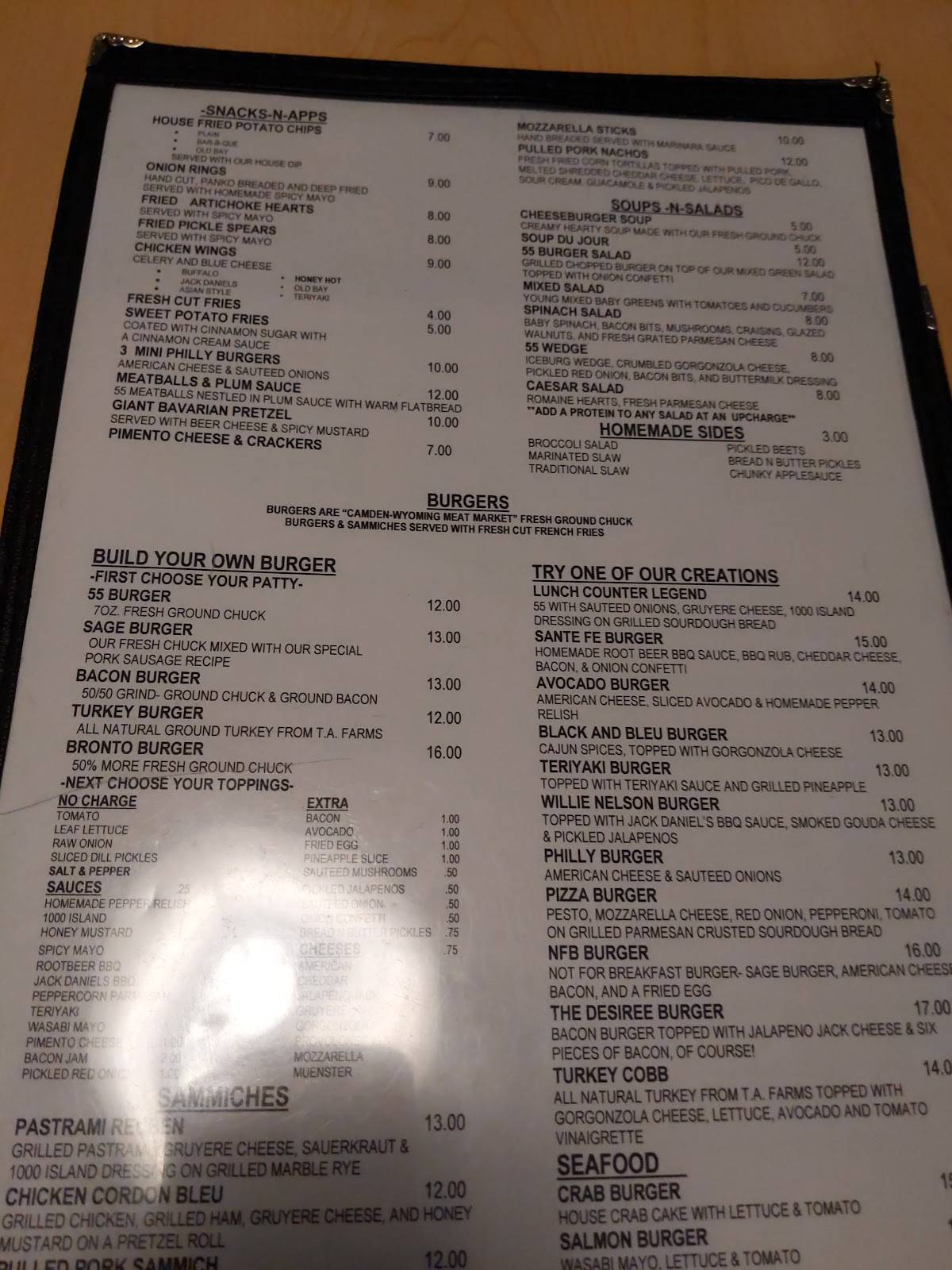 Menu at Restaurant 55, Dover
